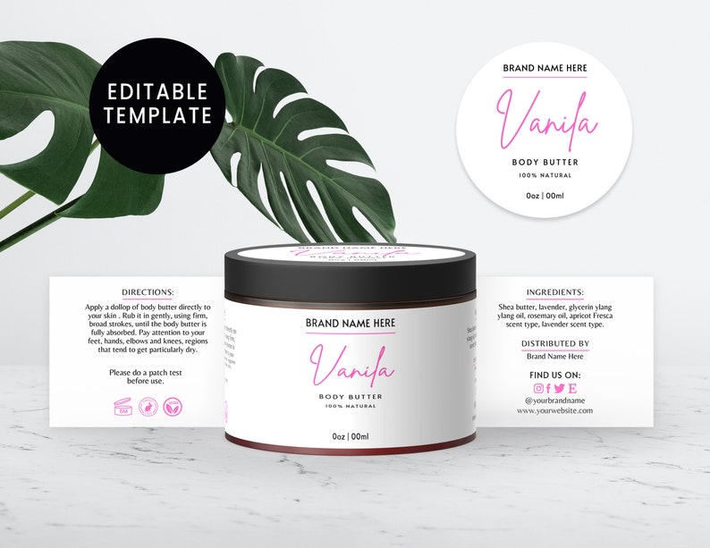 DIY Editable Body Product Label Body Butter Label Custom - Etsy