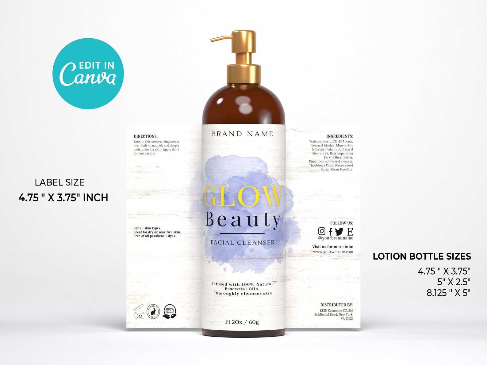 Printable Cosmetic Product Labels Canva DIY Body Product - Etsy