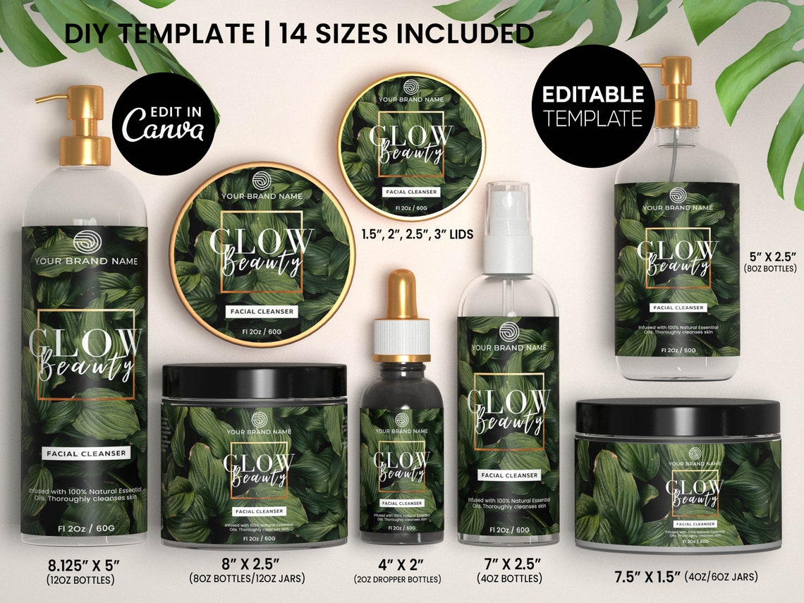 DIY Editable Skincare/cosmetic Label Collection Shampoo - Etsy