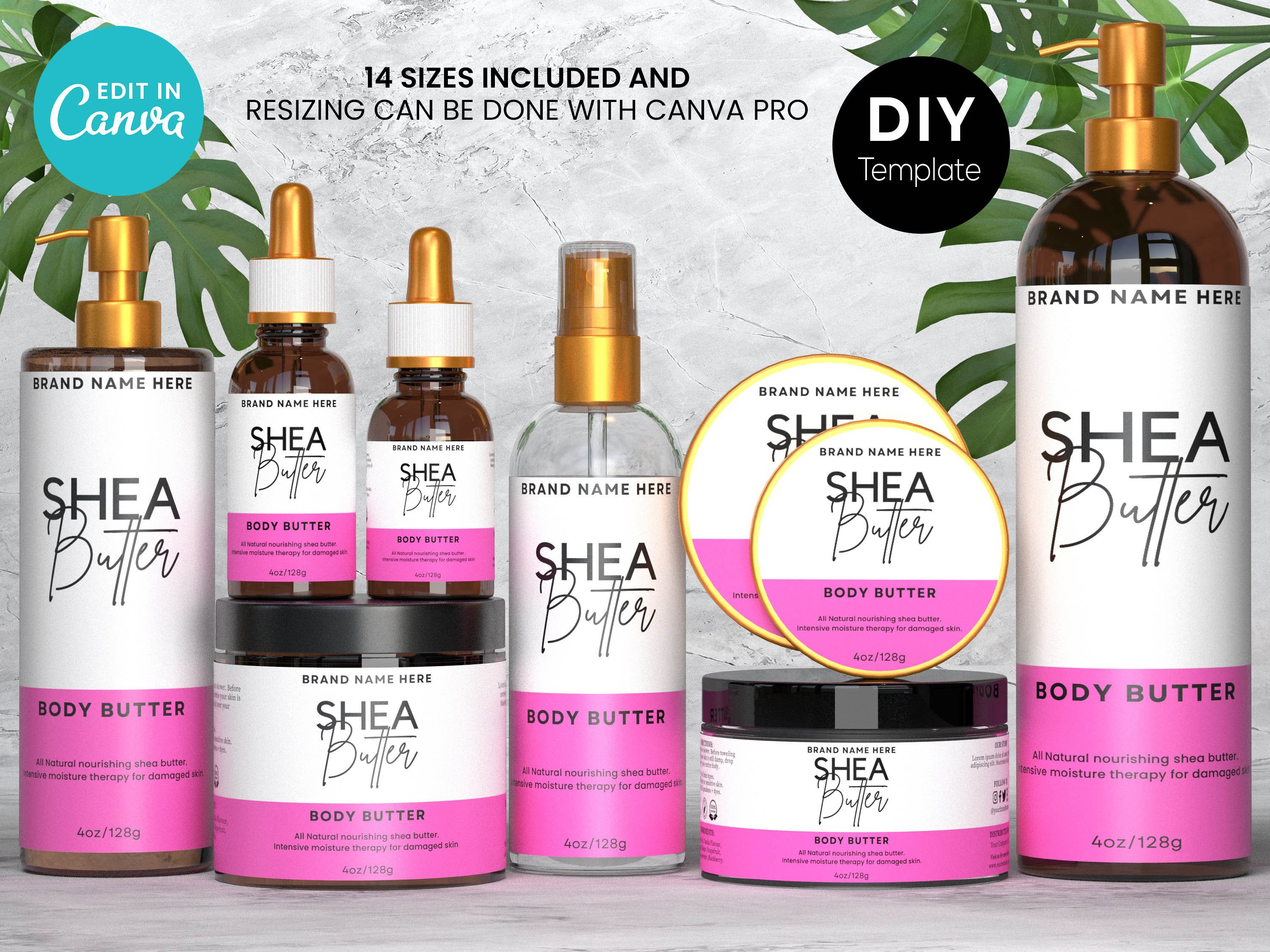 Rose Body Butter/essential Oil Bottle Label/jar Label Template | Etsy