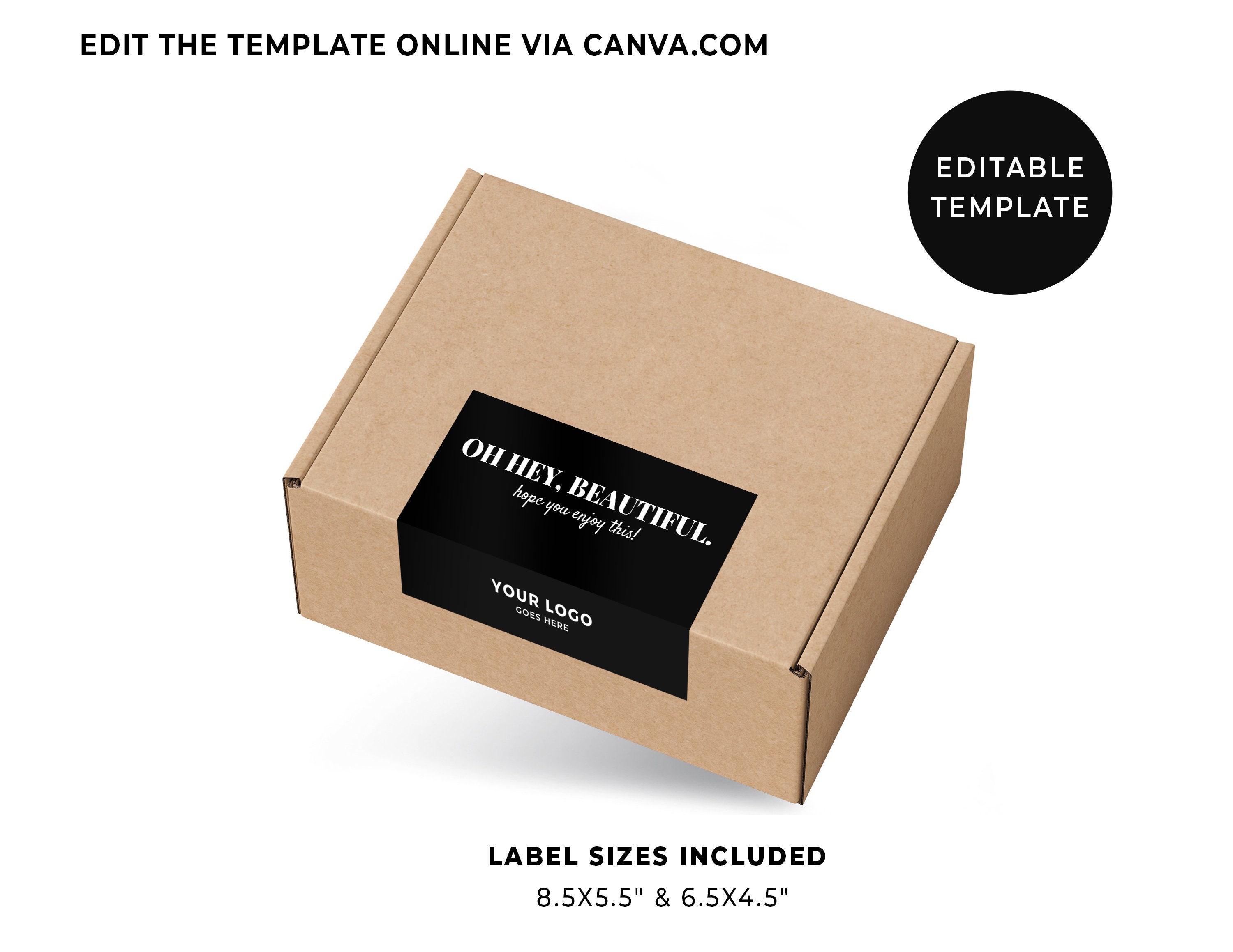 Box Seal Label Template Editable Packaging Seal Sticker Etsy