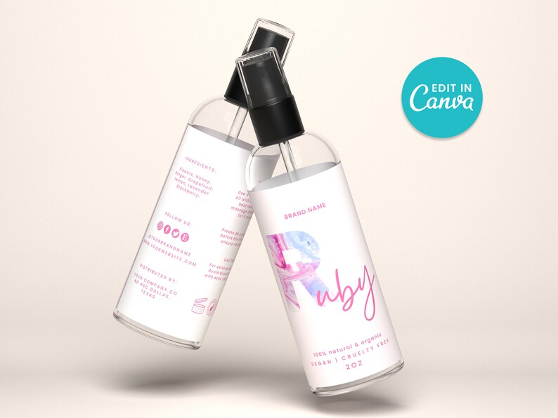 Printable Skin Care Product Label Template Personalisable | Etsy