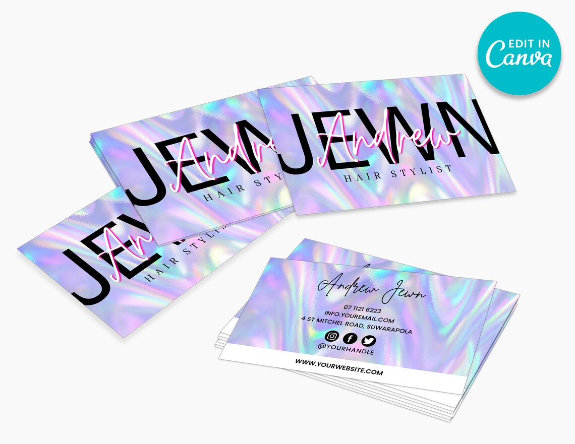 DIY Hologram Business Card Template Hair Stylist - Etsy