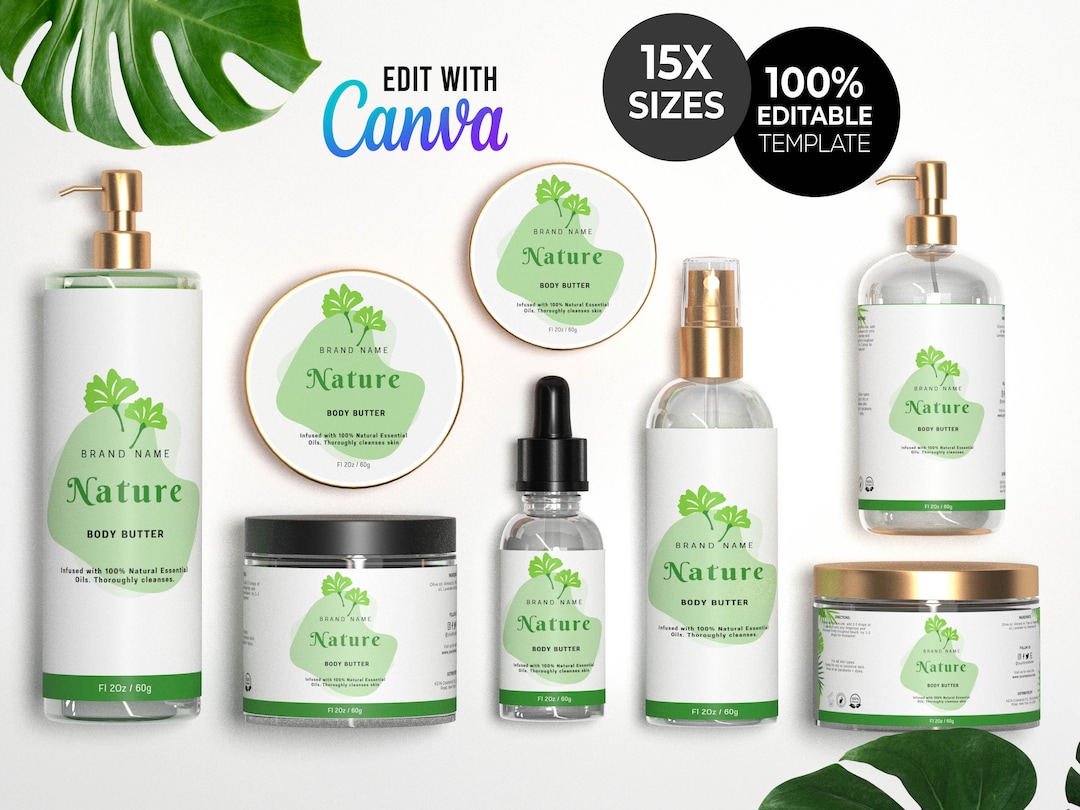 Minimalist DIY Editable Skincare/cosmetic Label Collection - Shampoo ...