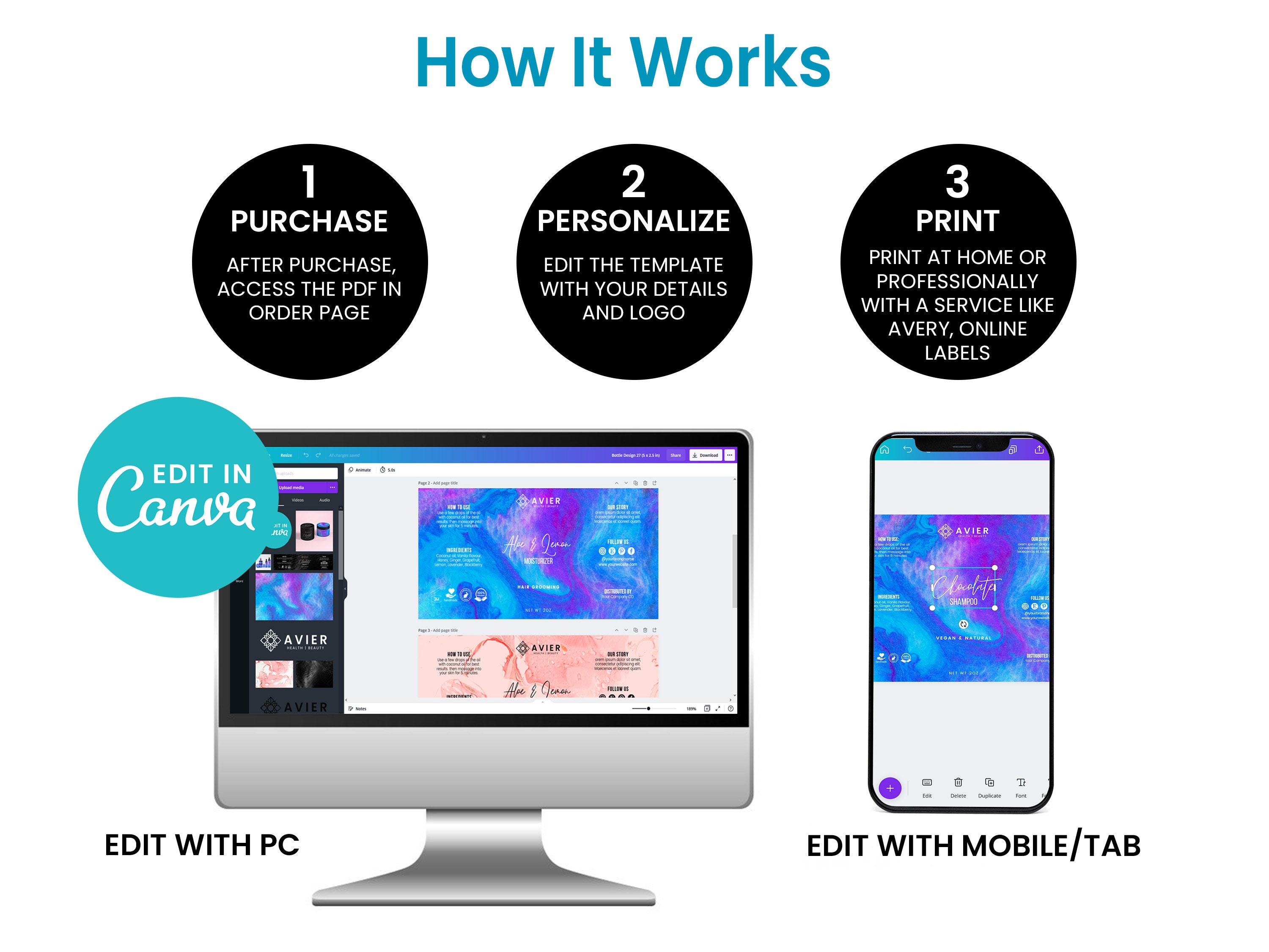 Fully Editable Body Product Label Template 4 Sizes DIY - Etsy UK