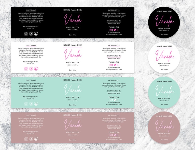 DIY Editable Body Product Label Body Butter Label Custom - Etsy