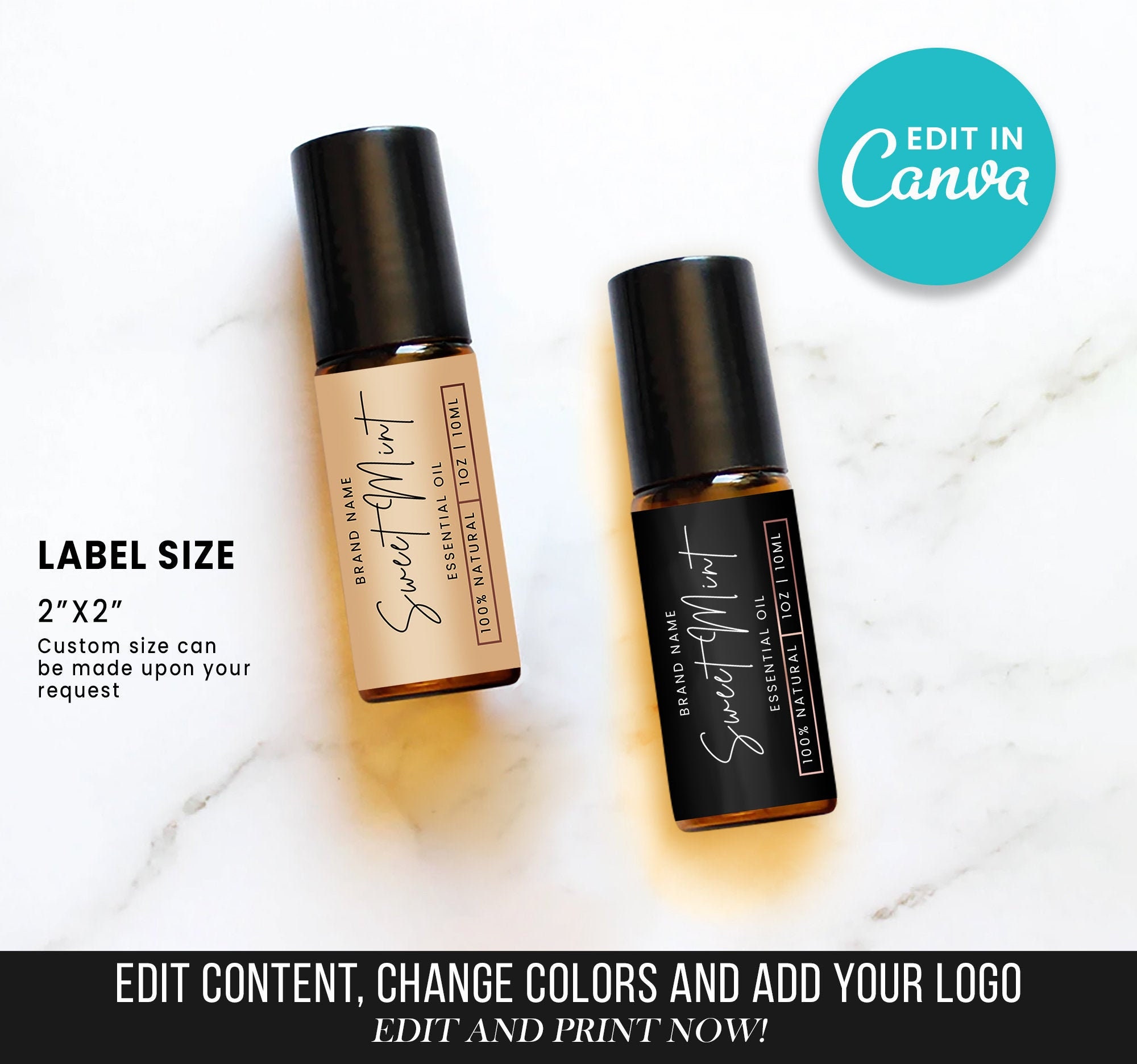 DIY Label Essential Oil Roller Bottle Labels Custom Oil - Etsy