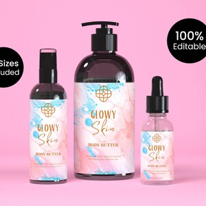 Rose Printable Skin Care Product Label Template, Personalisable Hair ...