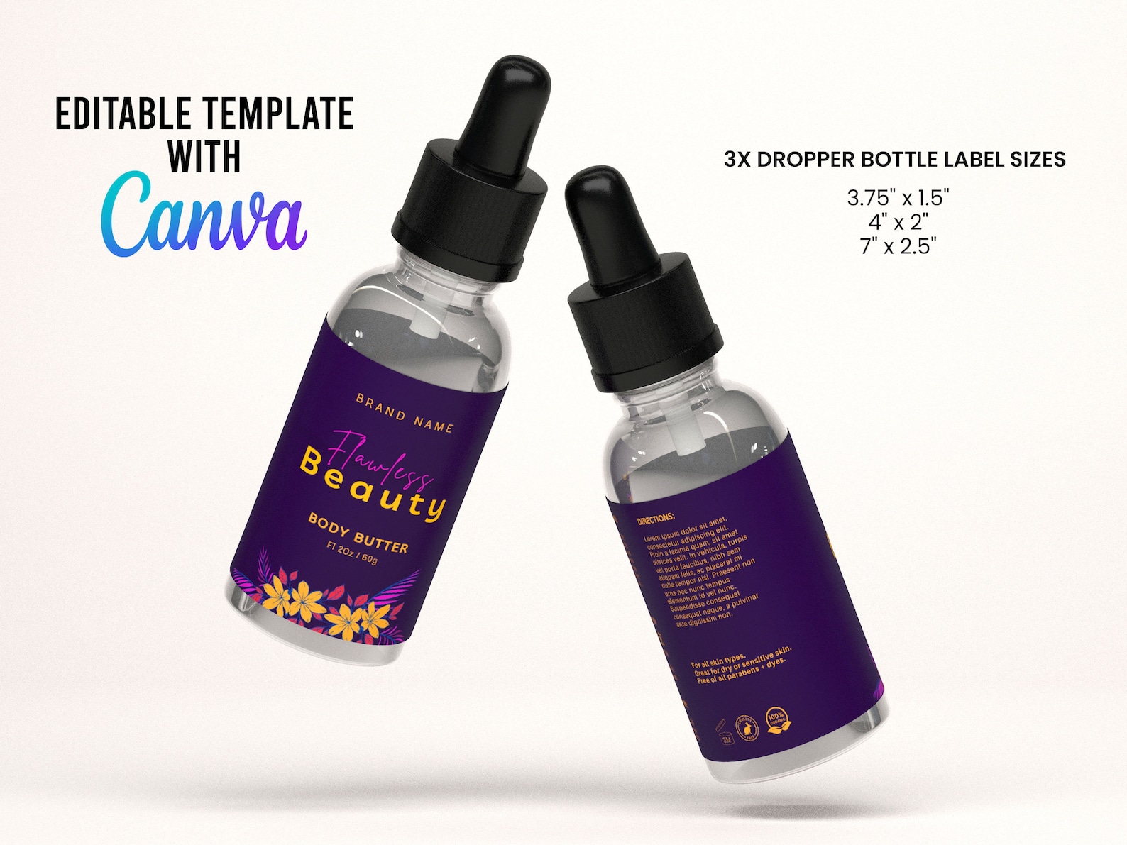 Printable Skin Care Product Label Template Personalisable - Etsy