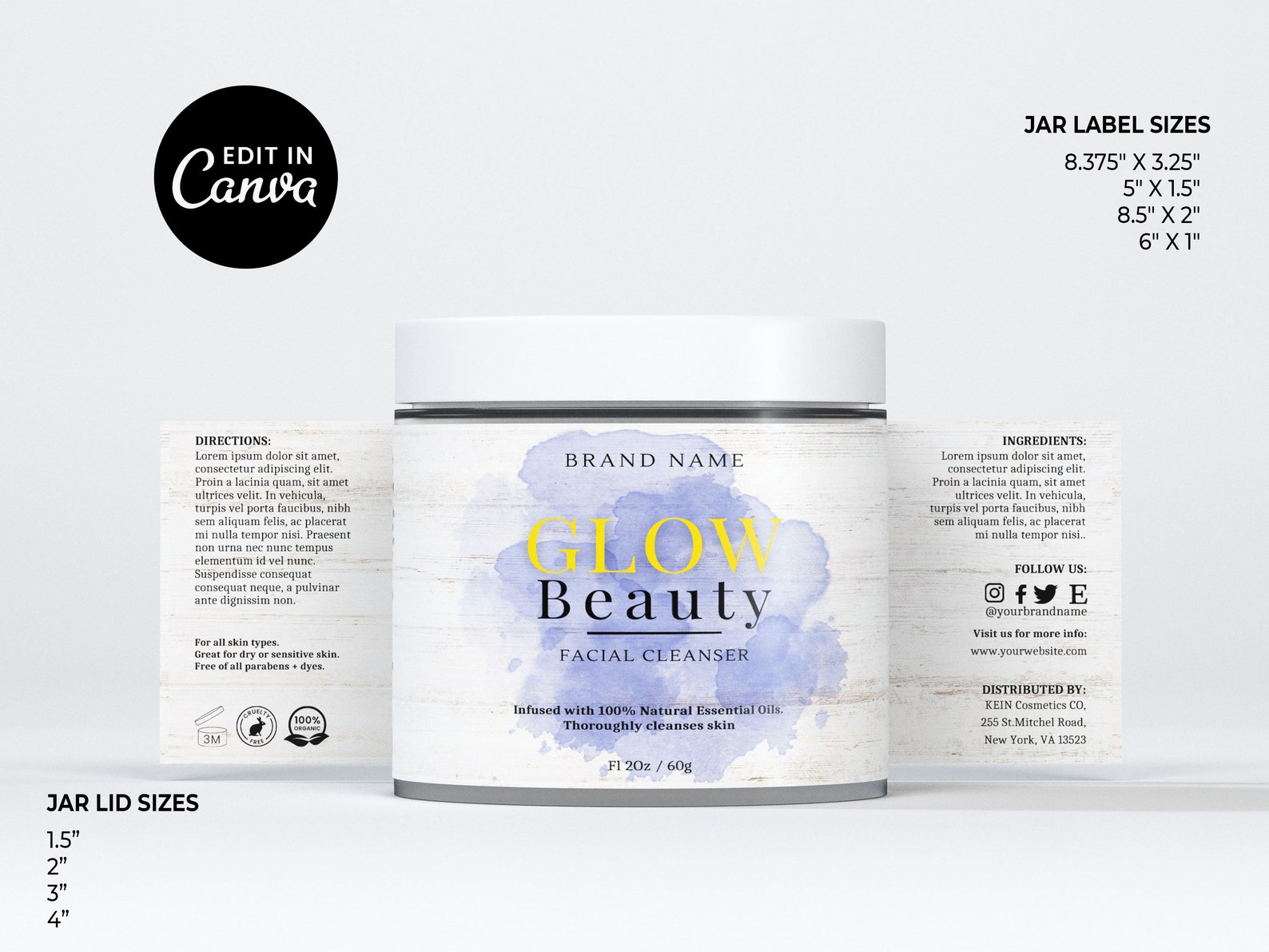 Printable Cosmetic Product Labels Canva DIY Body Product - Etsy