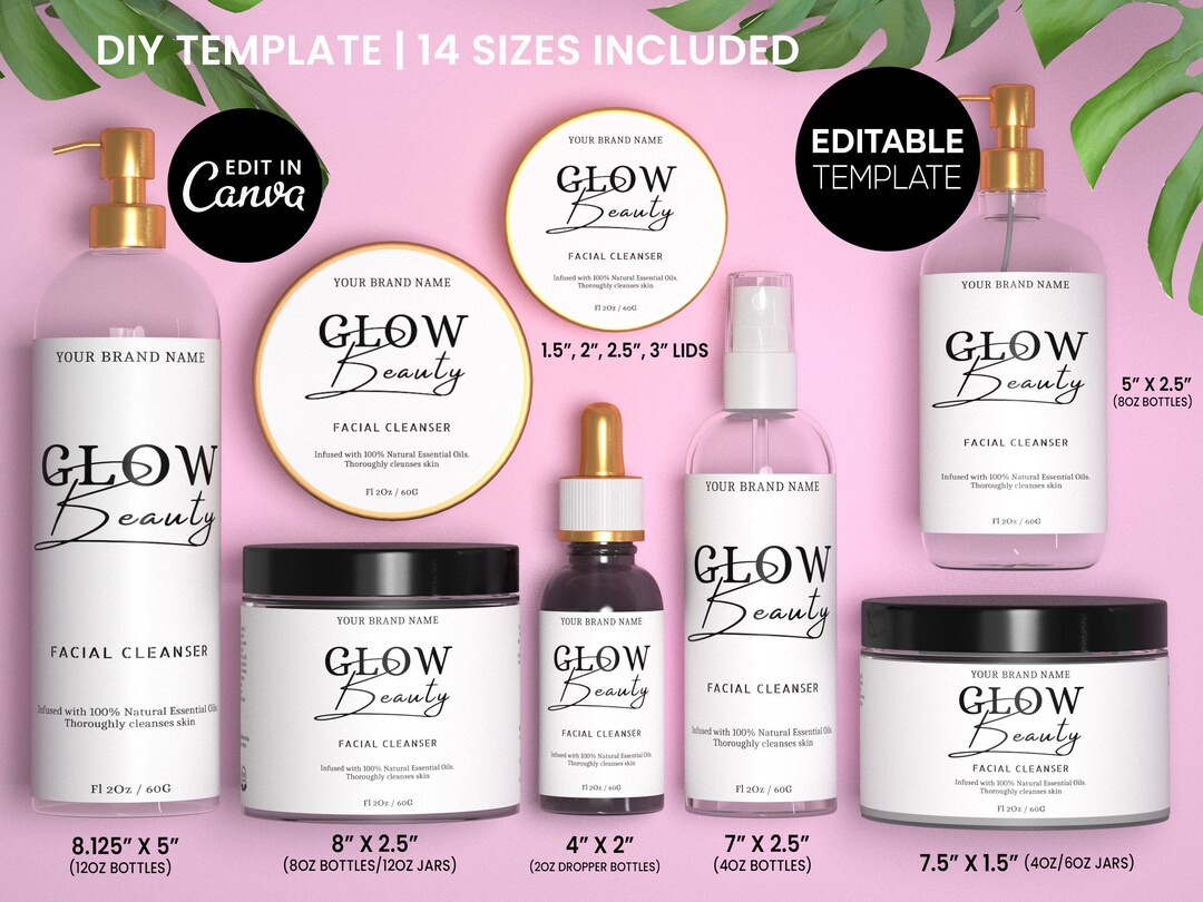 Editable Body Product Labels, White Modern Cosmetic Labels, Skincare ...