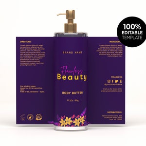 Printable Skin Care Product Label Template, Personalisable Hair Oil ...