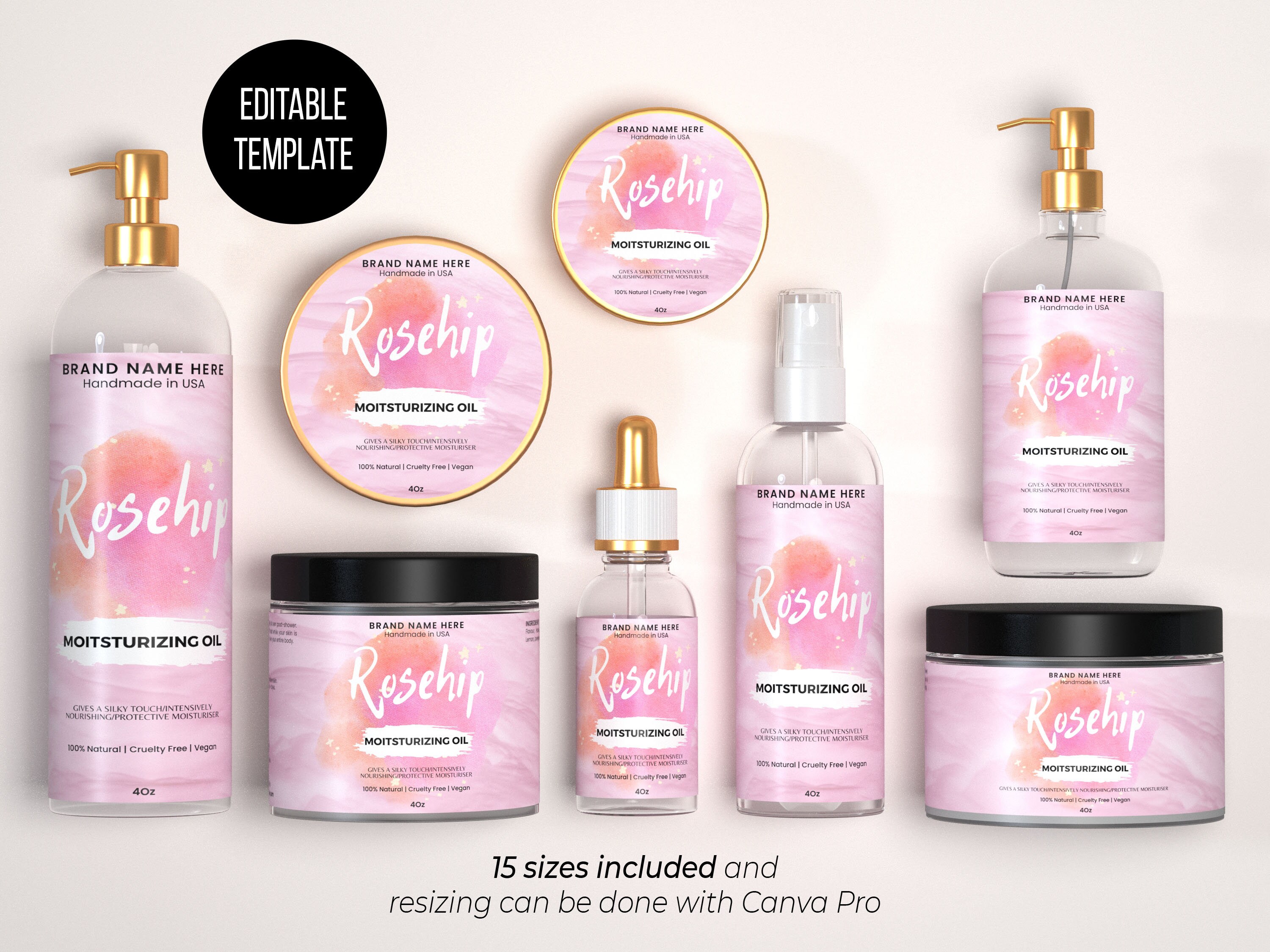 DIY Editable Skincare/cosmetic Label Collection Shampoo - Etsy