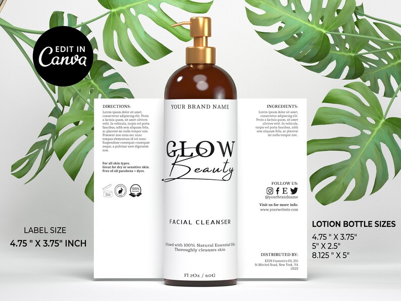 Editable Body Product Labels White Modern Cosmetic Labels - Etsy