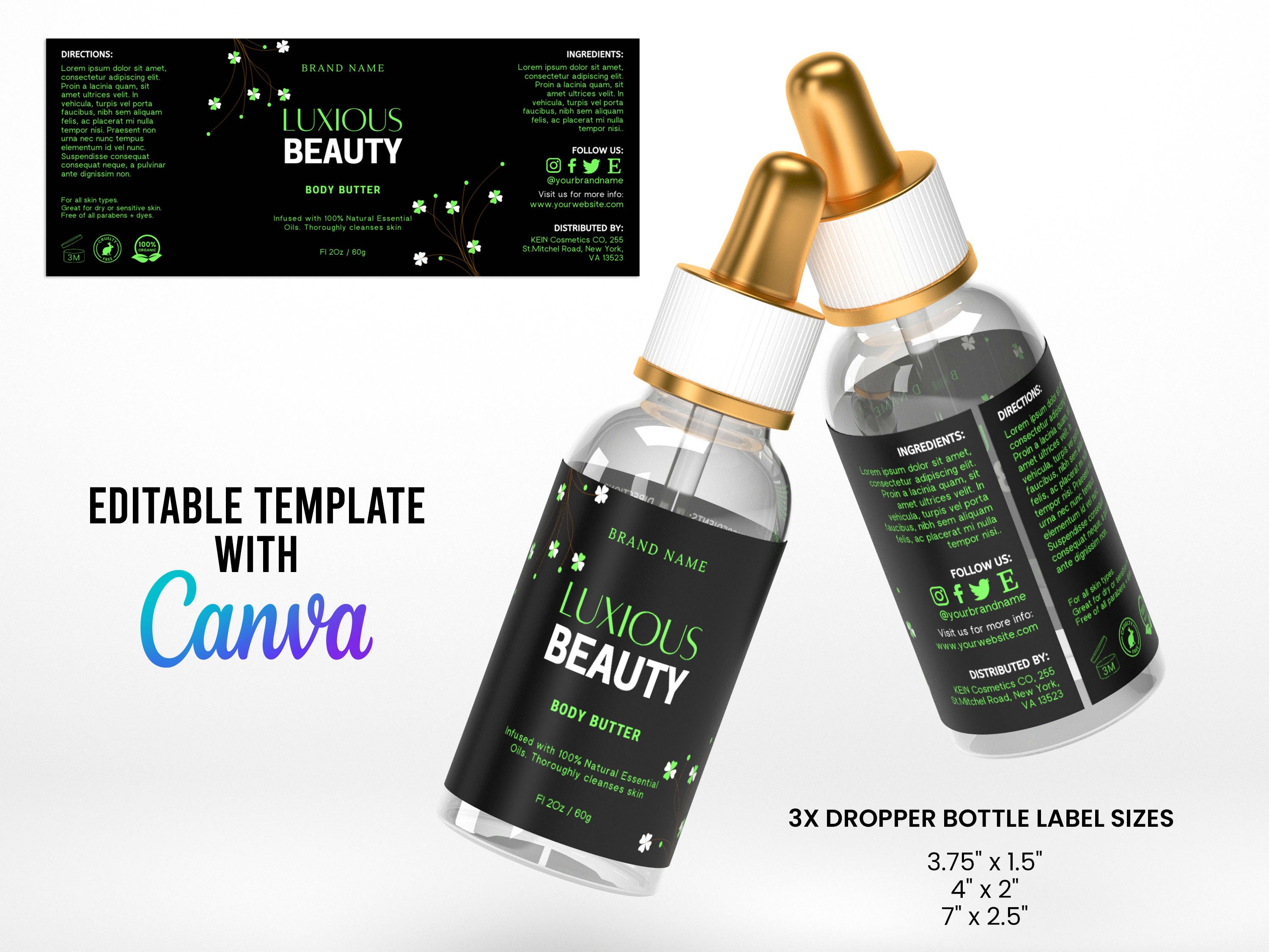 Printable Skin Care Product Label Template Personalize Hair - Etsy