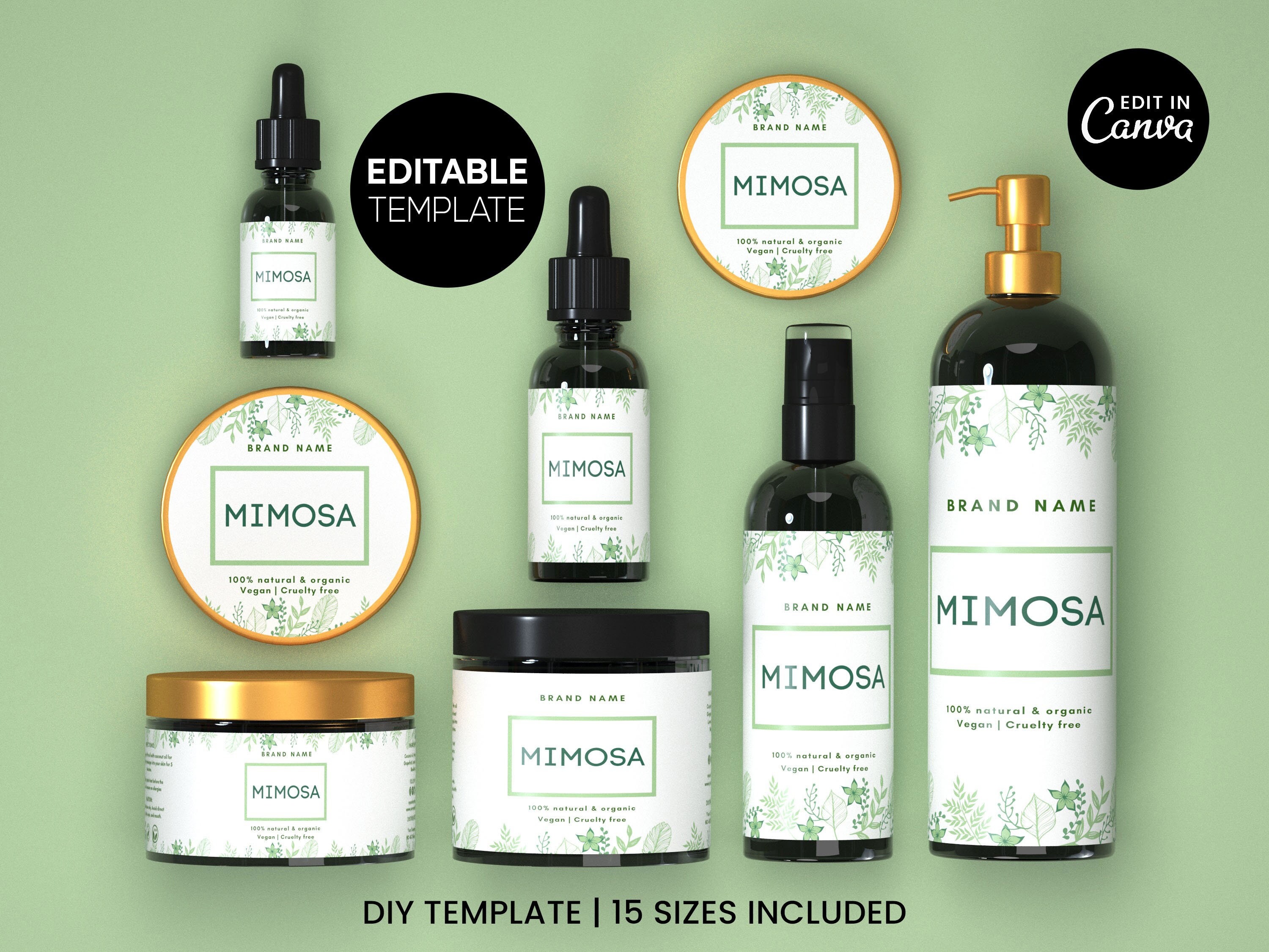 DIY Editable Skincare/cosmetic Label Collection Shampoo - Etsy