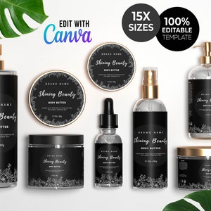 DIY Editable Skincare/cosmetic Label Collection Shampoo Label, Body ...