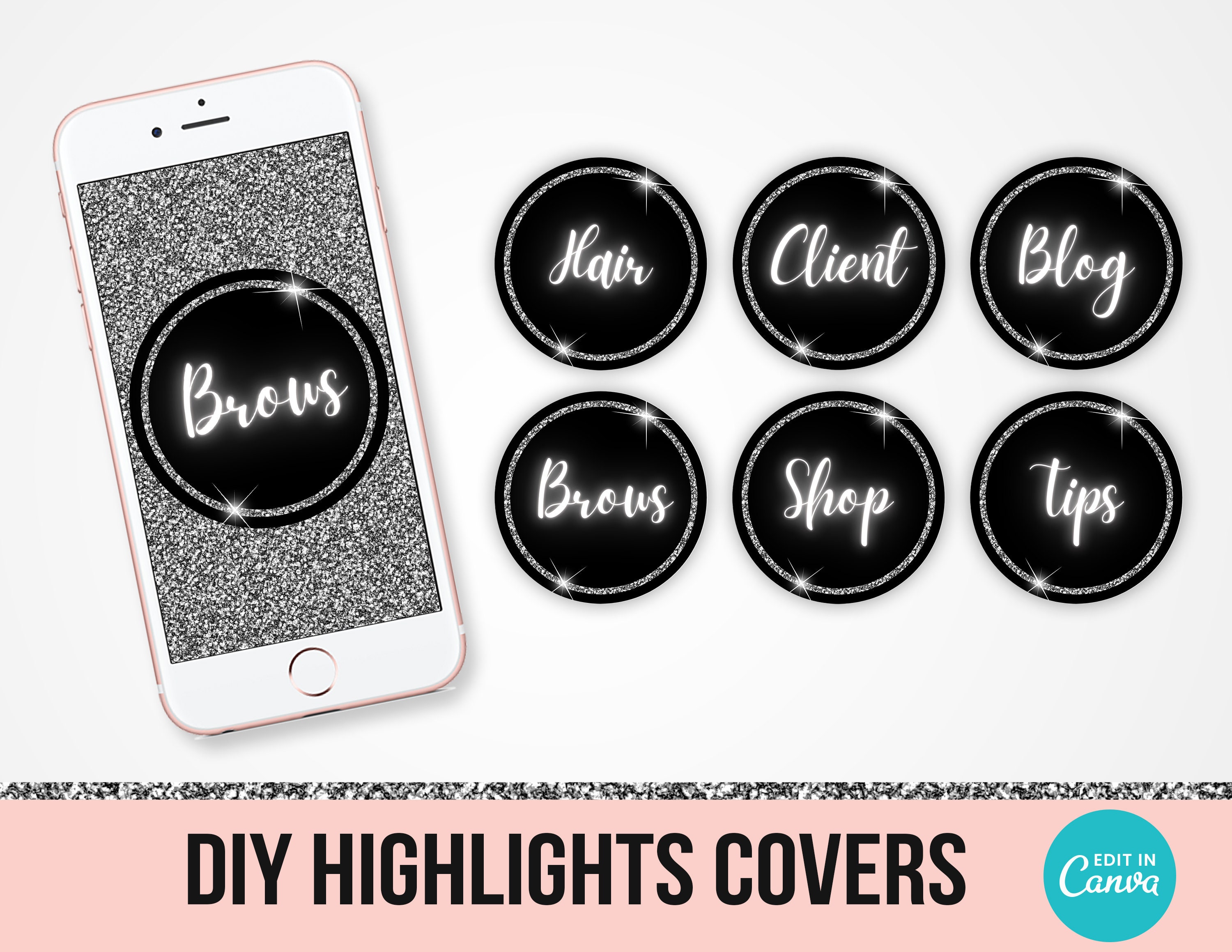 DIY INSTAGRAM HIGHLIGHT Template Silver Instagram Highlight - Etsy