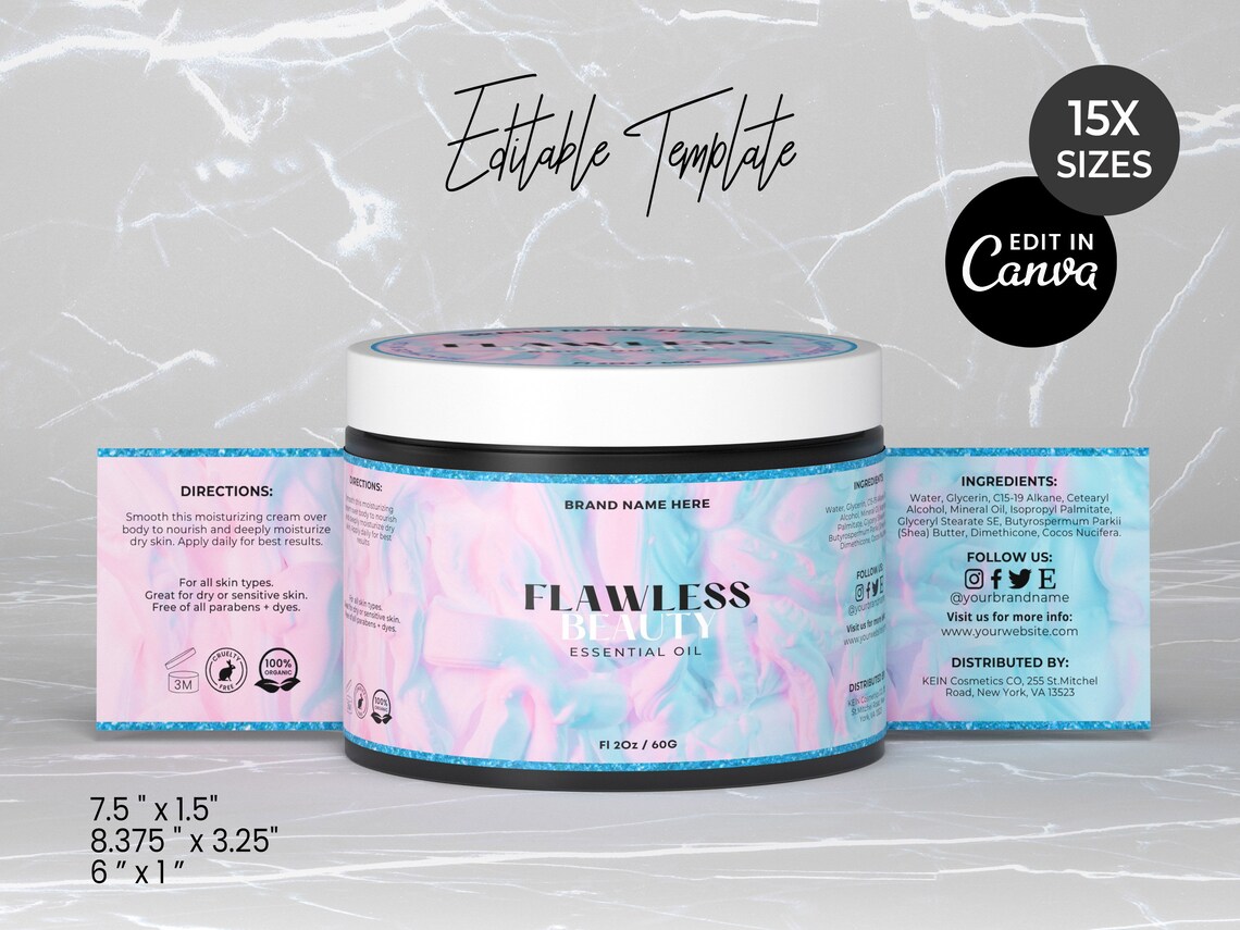 Printable Skin Care Product Label Template Personalisable - Etsy