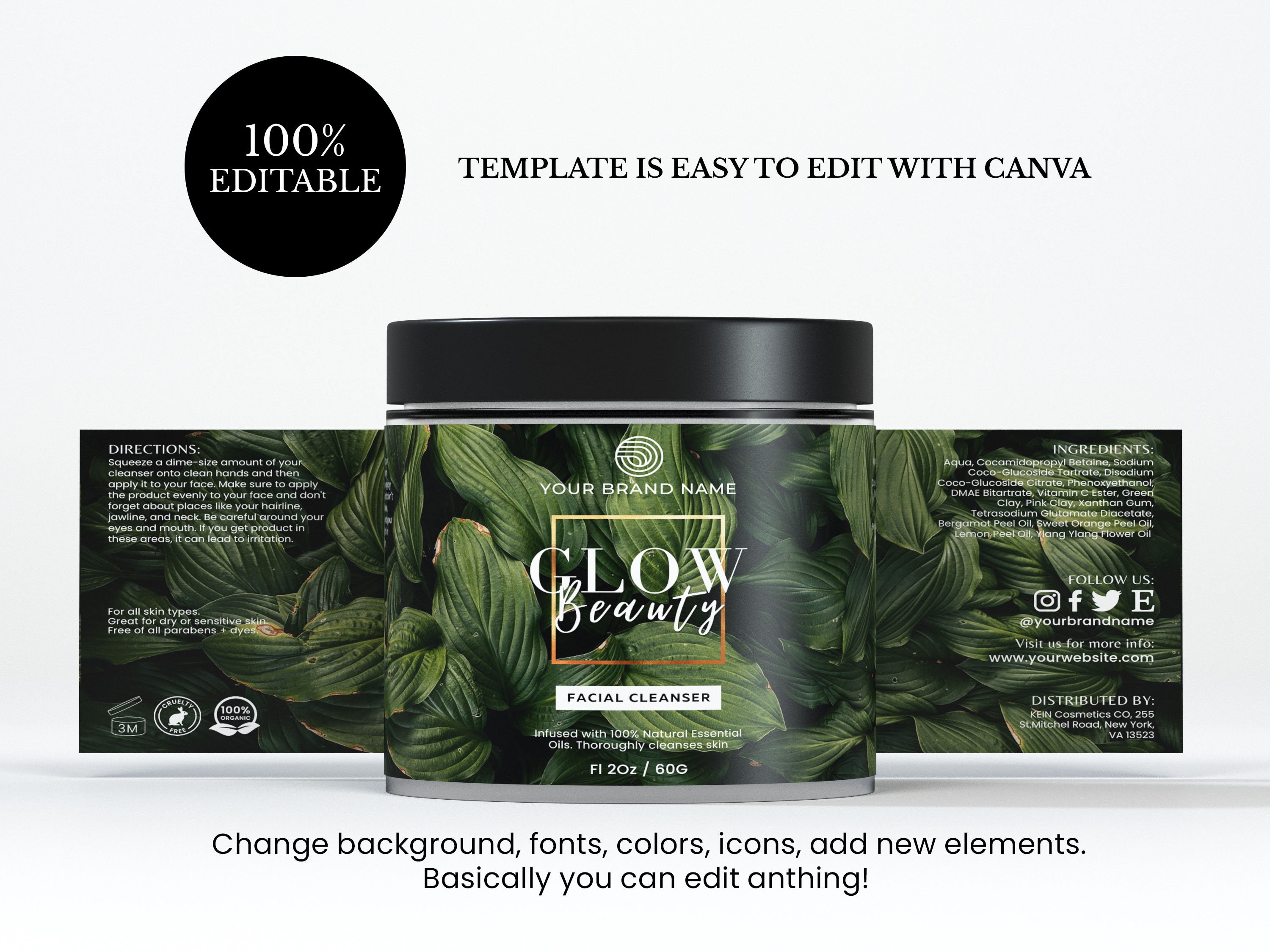 DIY Editable Skincare/cosmetic Label Collection Shampoo - Etsy