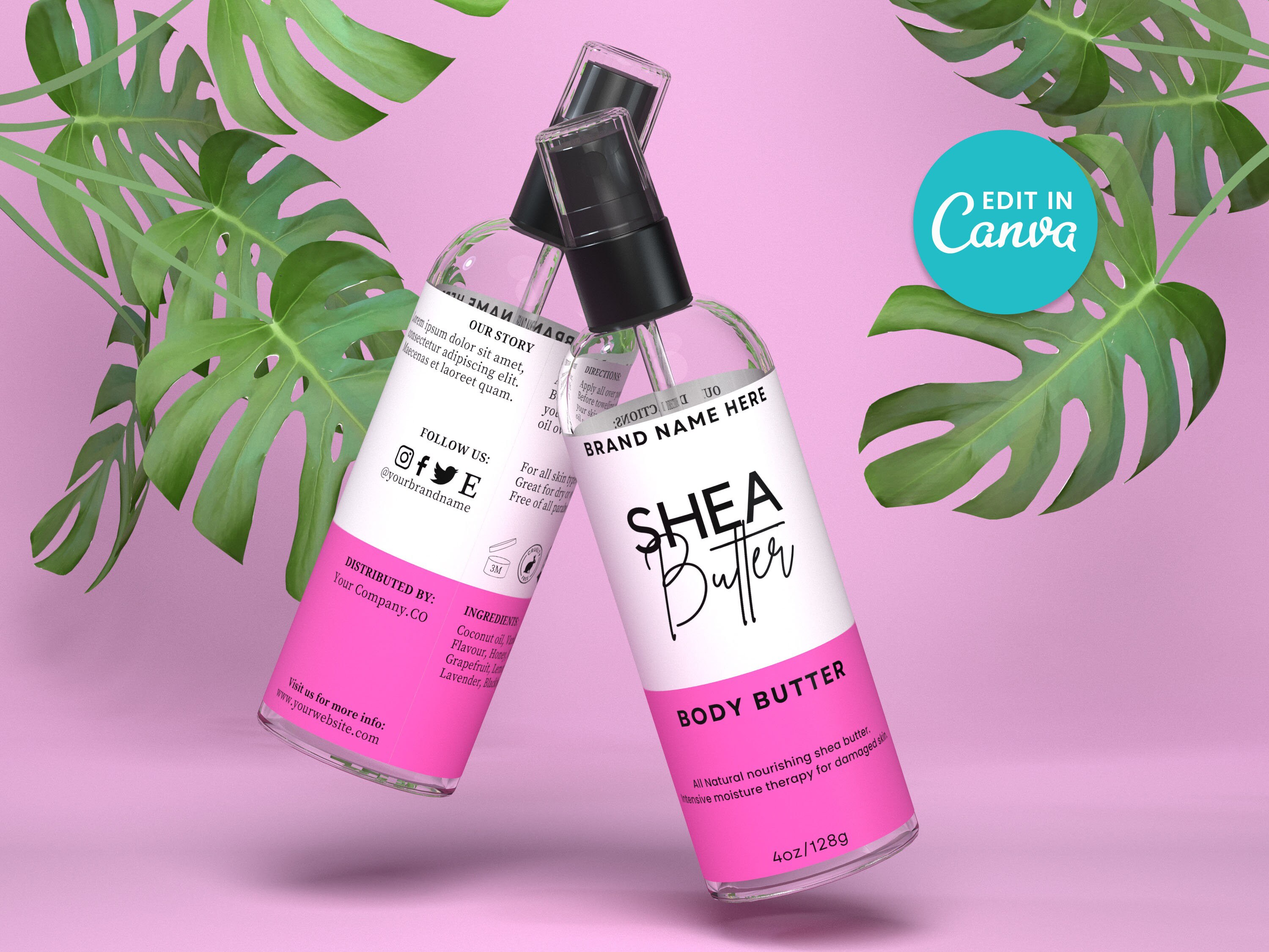 Rose Body Butter/essential Oil Bottle Label/jar Label Template | Etsy