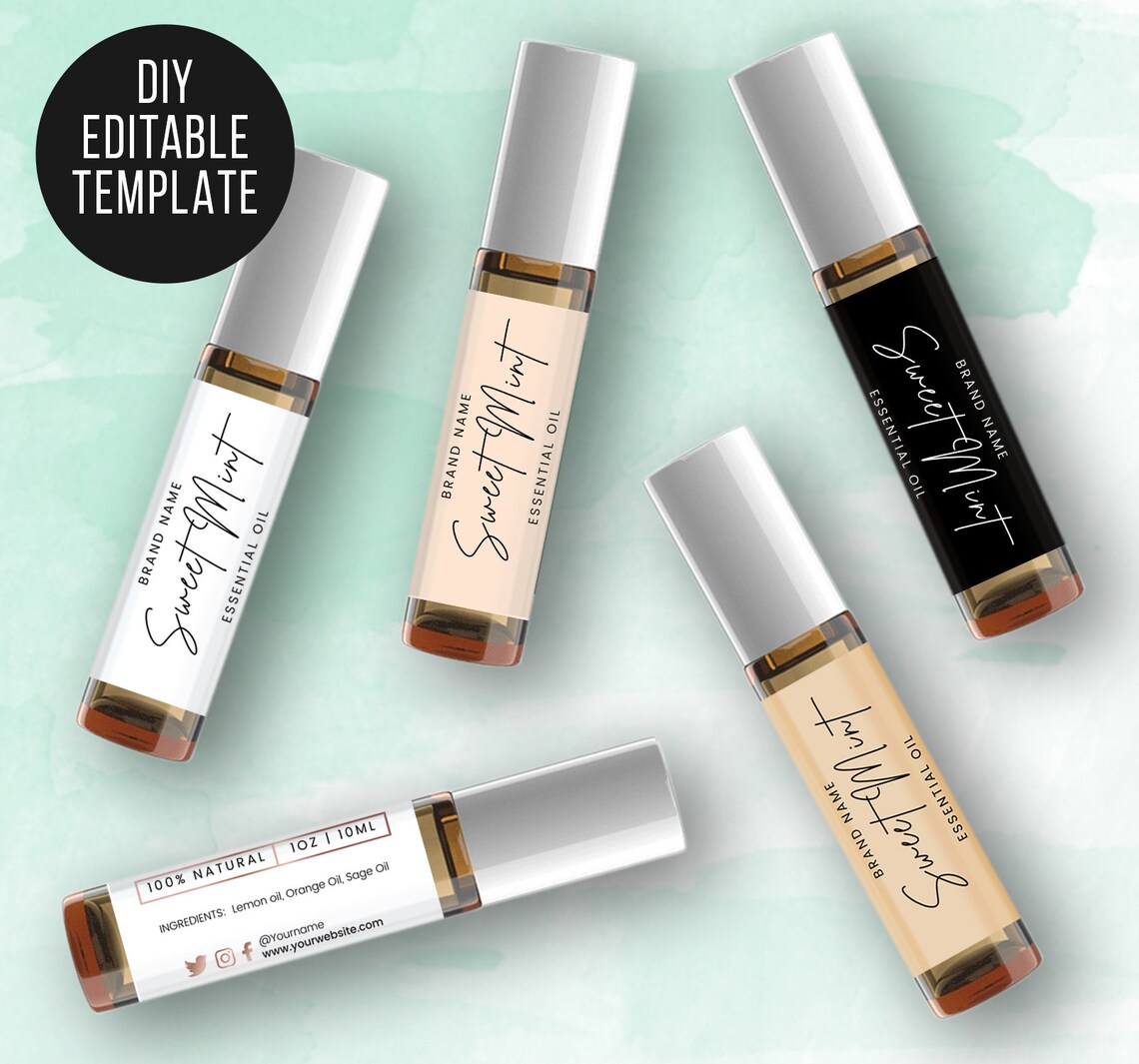 DIY Label Essential Oil Roller Bottle Labels Custom Oil - Etsy