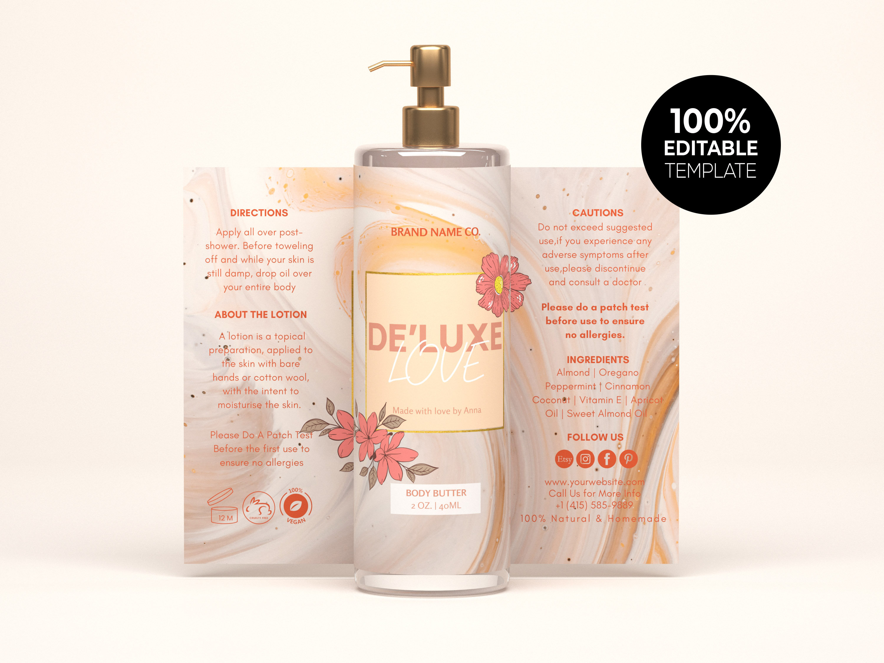 Printable Product Labels Editable Cosmetic Labels Label - Etsy