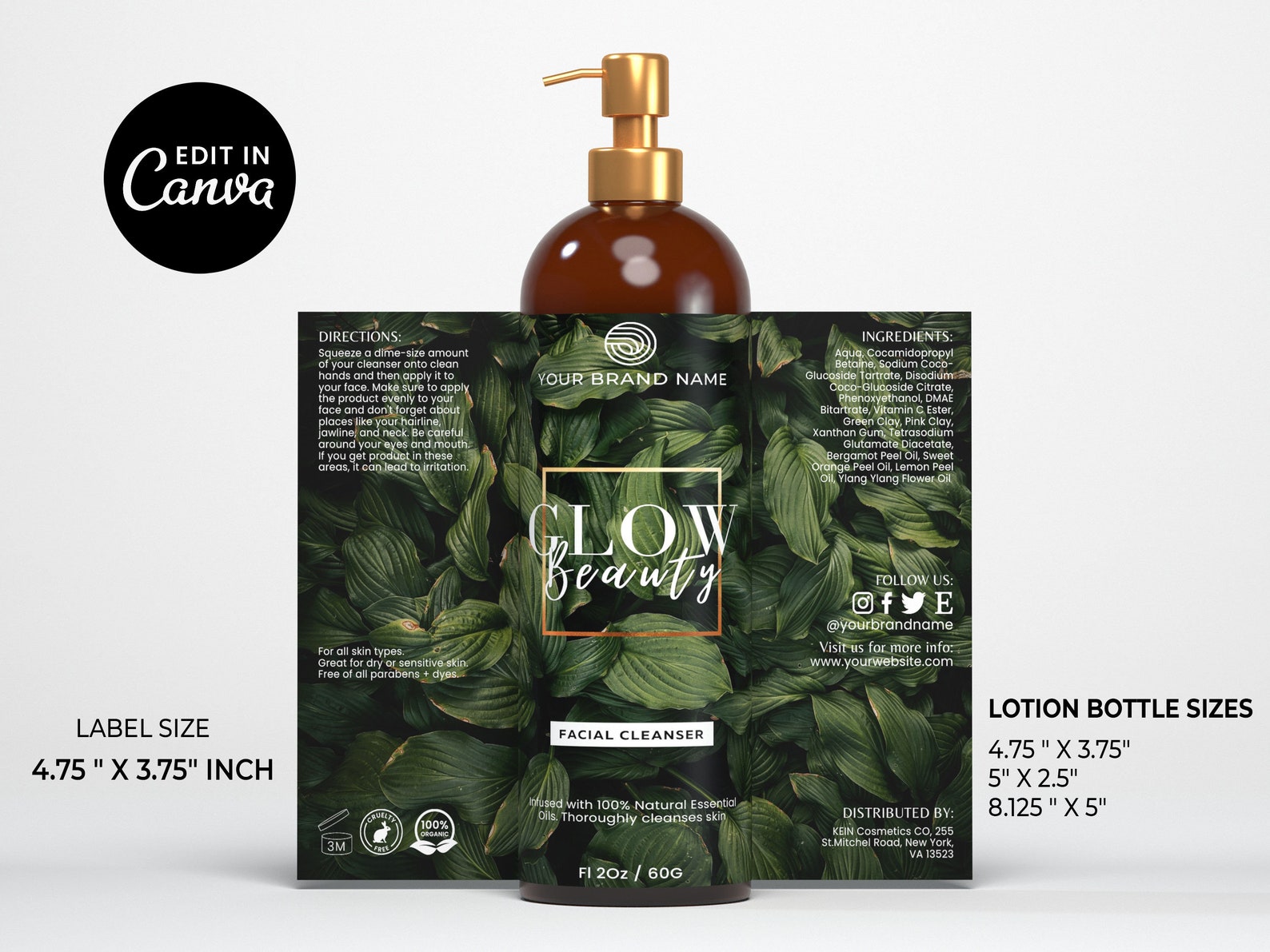 DIY Editable Skincare/cosmetic Label Collection Shampoo - Etsy