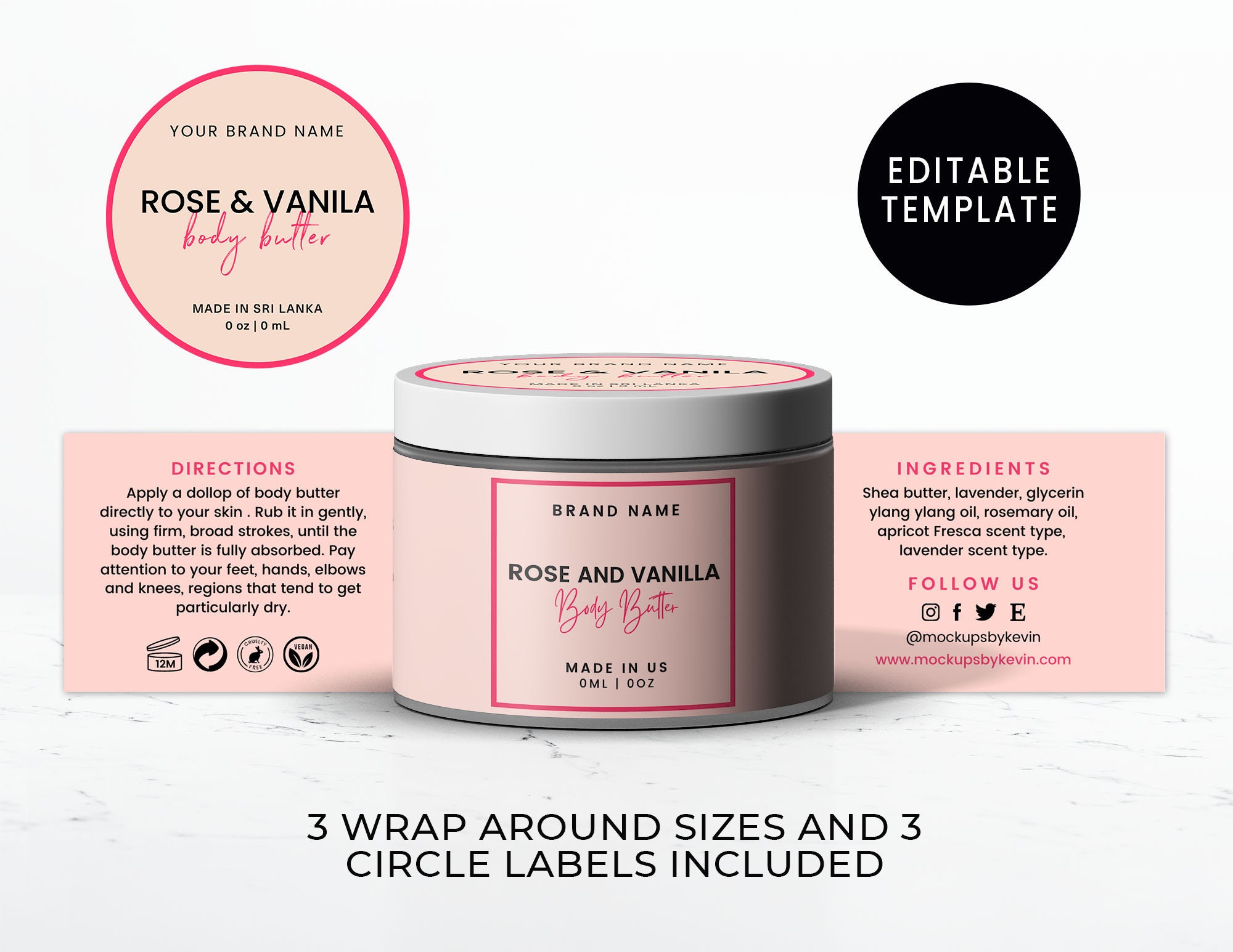 Editable Body Product Label Body Butter Label Custom Label - Etsy