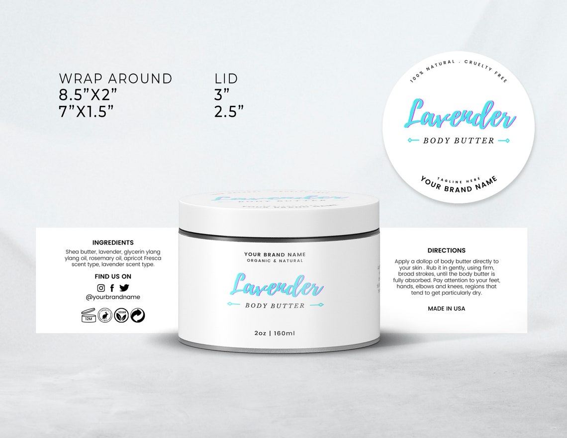 Editable Body Product Label Body Butter Label Custom Label - Etsy