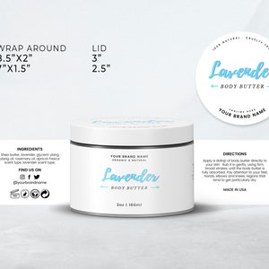 Editable Body Product Label, Body Butter Label, Custom Label, Cosmetic ...