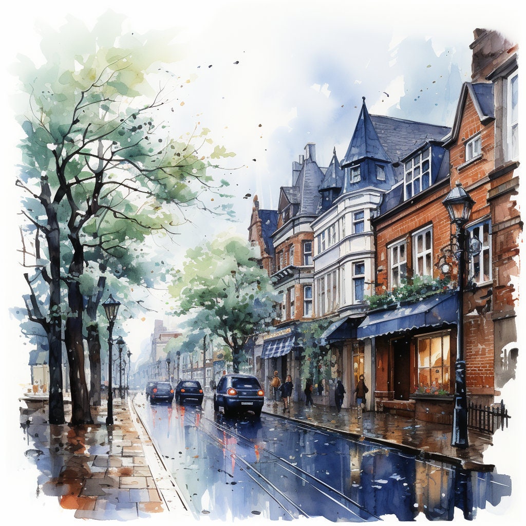Rainy Day Street High Quality 15 Pngs Card Making, Mixed Media, Digital ...