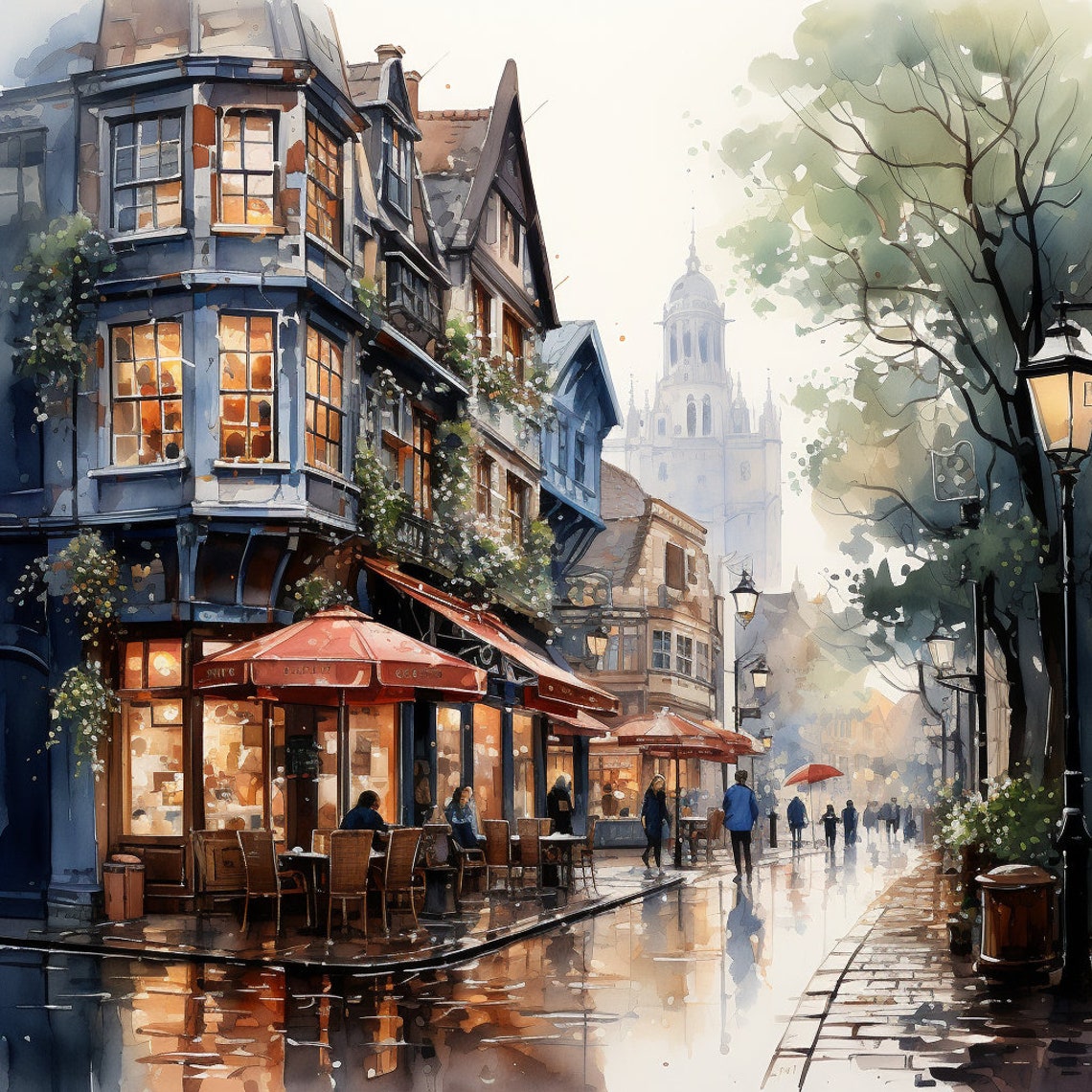 Rainy Day Street High Quality 15 Pngs Card Making, Mixed Media, Digital ...