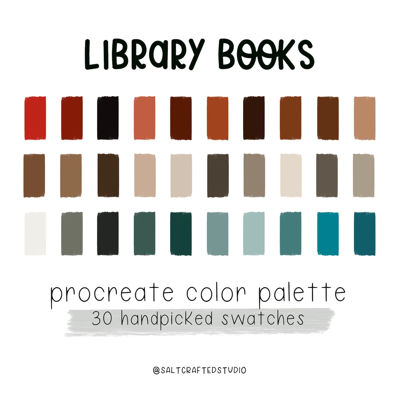 Library Books Procreate Color Palette, Color Swatches, Procreate Tools ...