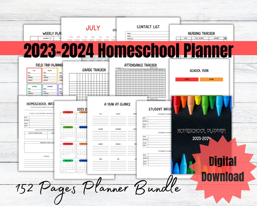 Homeschool Planner PDF | July 2023- June 2024 School Year | Undated ...