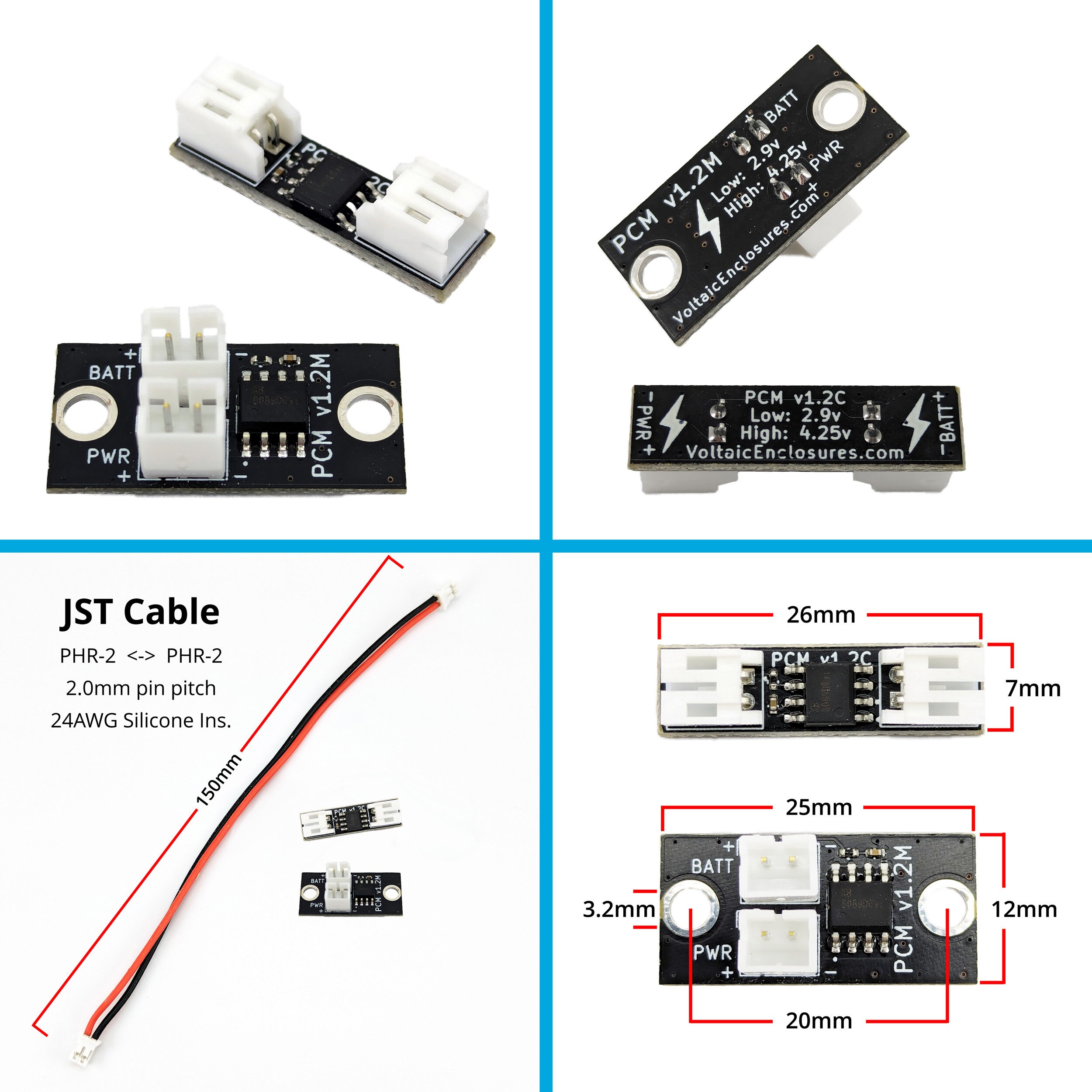 Li-ion Battery Protection Modules PCM and Cables 2.9v 3v Over Discharge ...