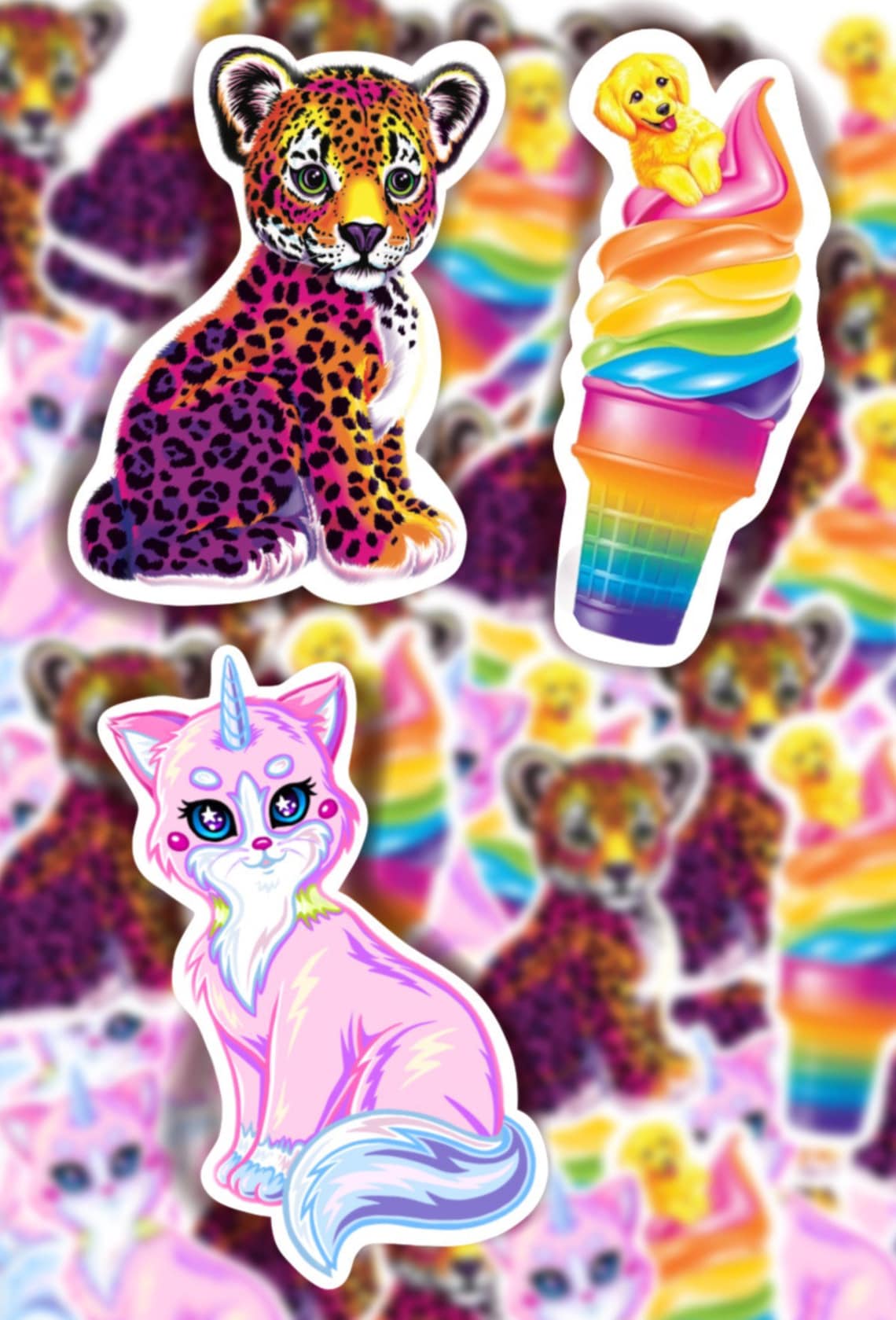 90s POP Lisa Frank Stickers 3 or 6 or 9 Waterproof | Etsy