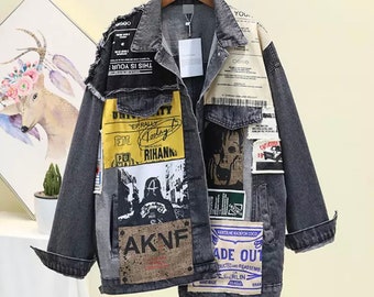 Patch Denim Jacket | Etsy