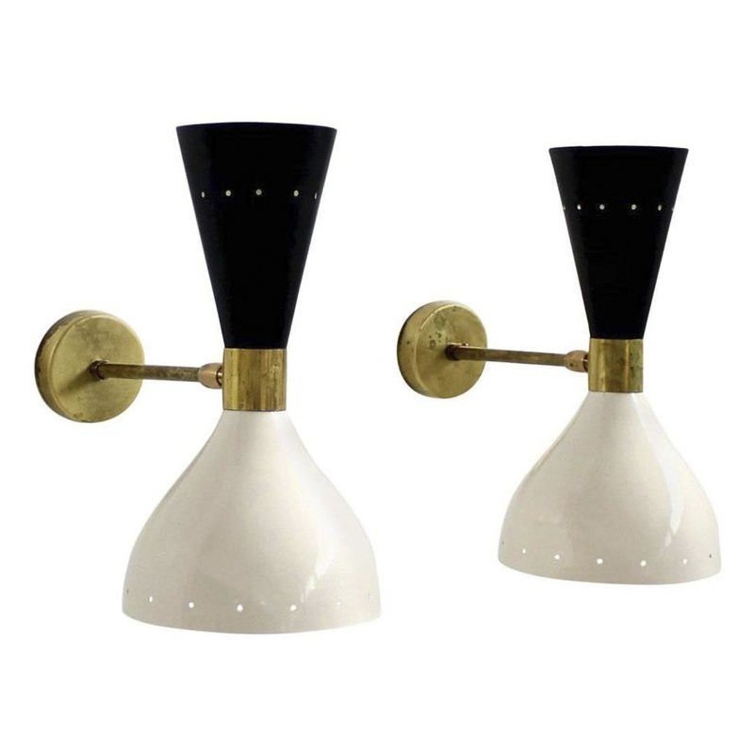 Pair of Sconces in the Style of Italian Creations From the 50's Black ...
