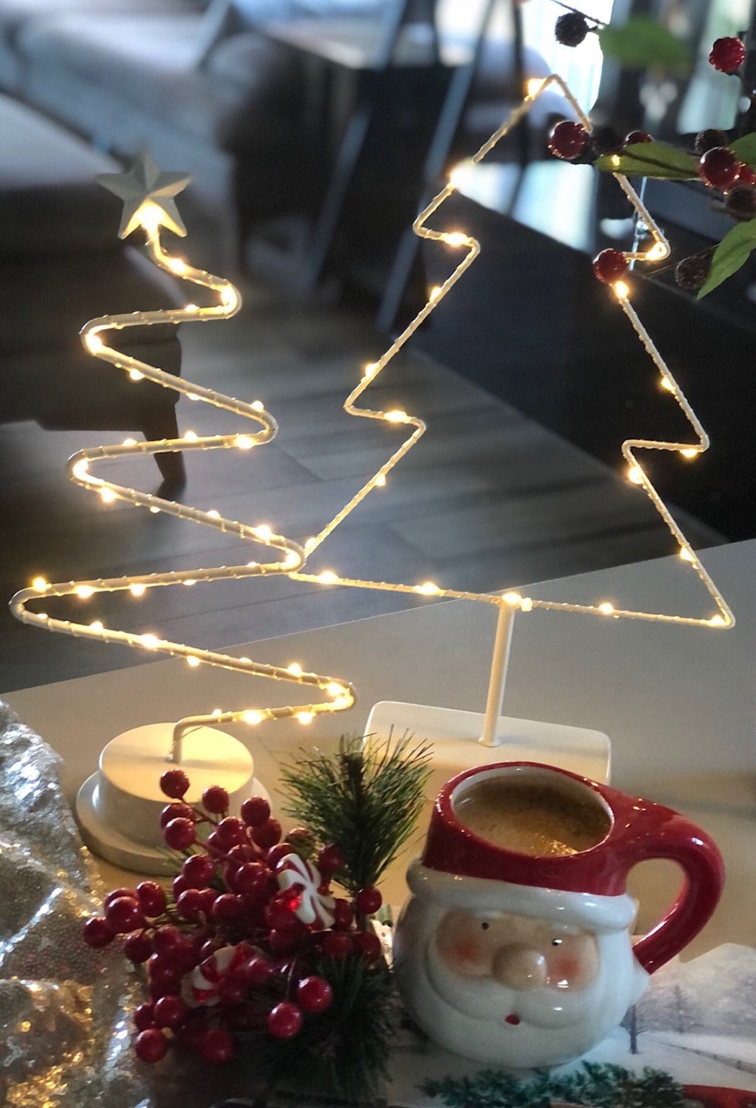 Metal Christmas Trees, Pine Tree With Led Lights, Christmas Decor ...