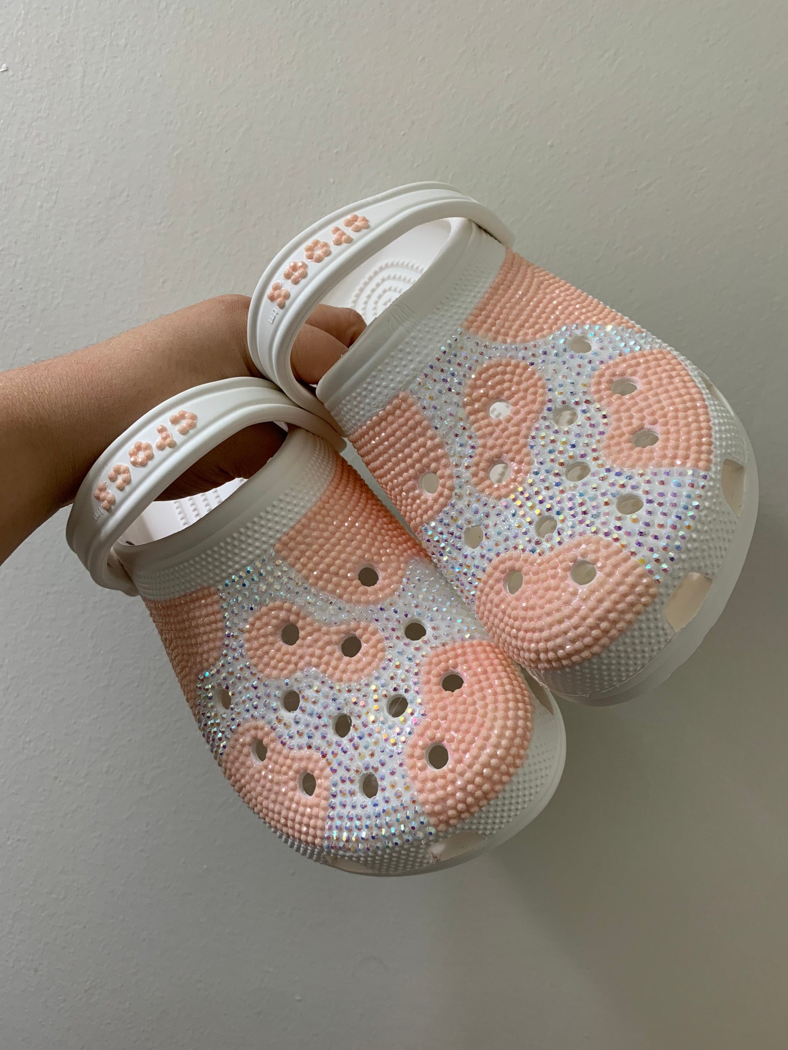 Blush Pink Cow Crocs - Etsy