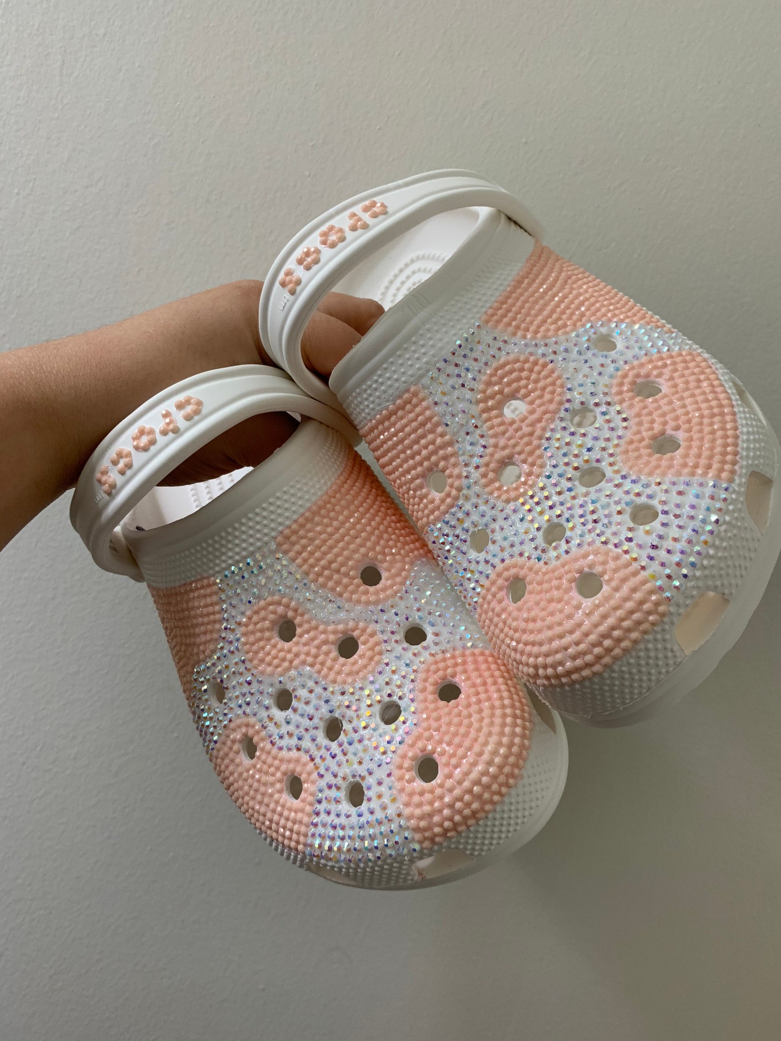 Blush Pink Cow Crocs - Etsy