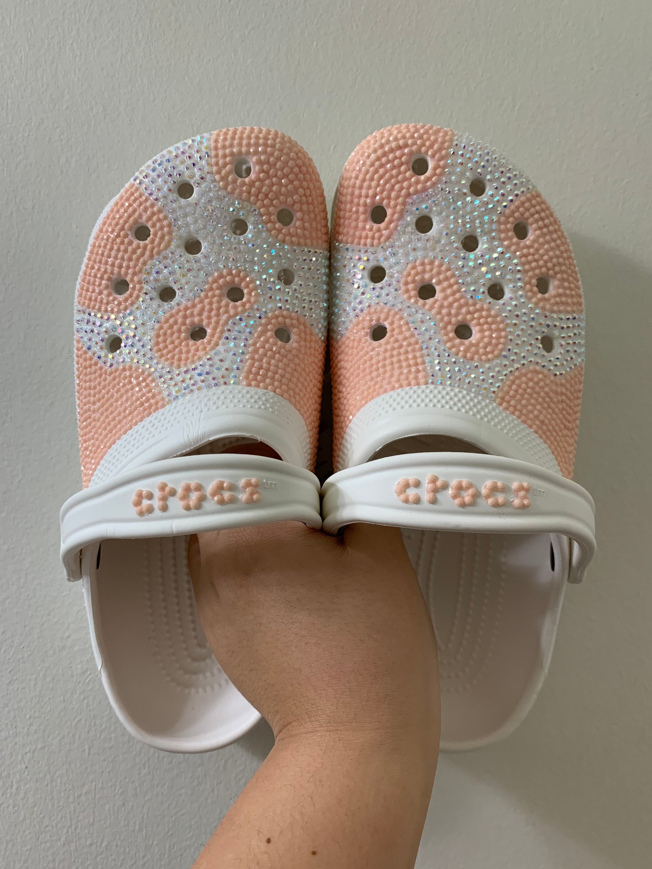 Blush Pink Cow Crocs - Etsy