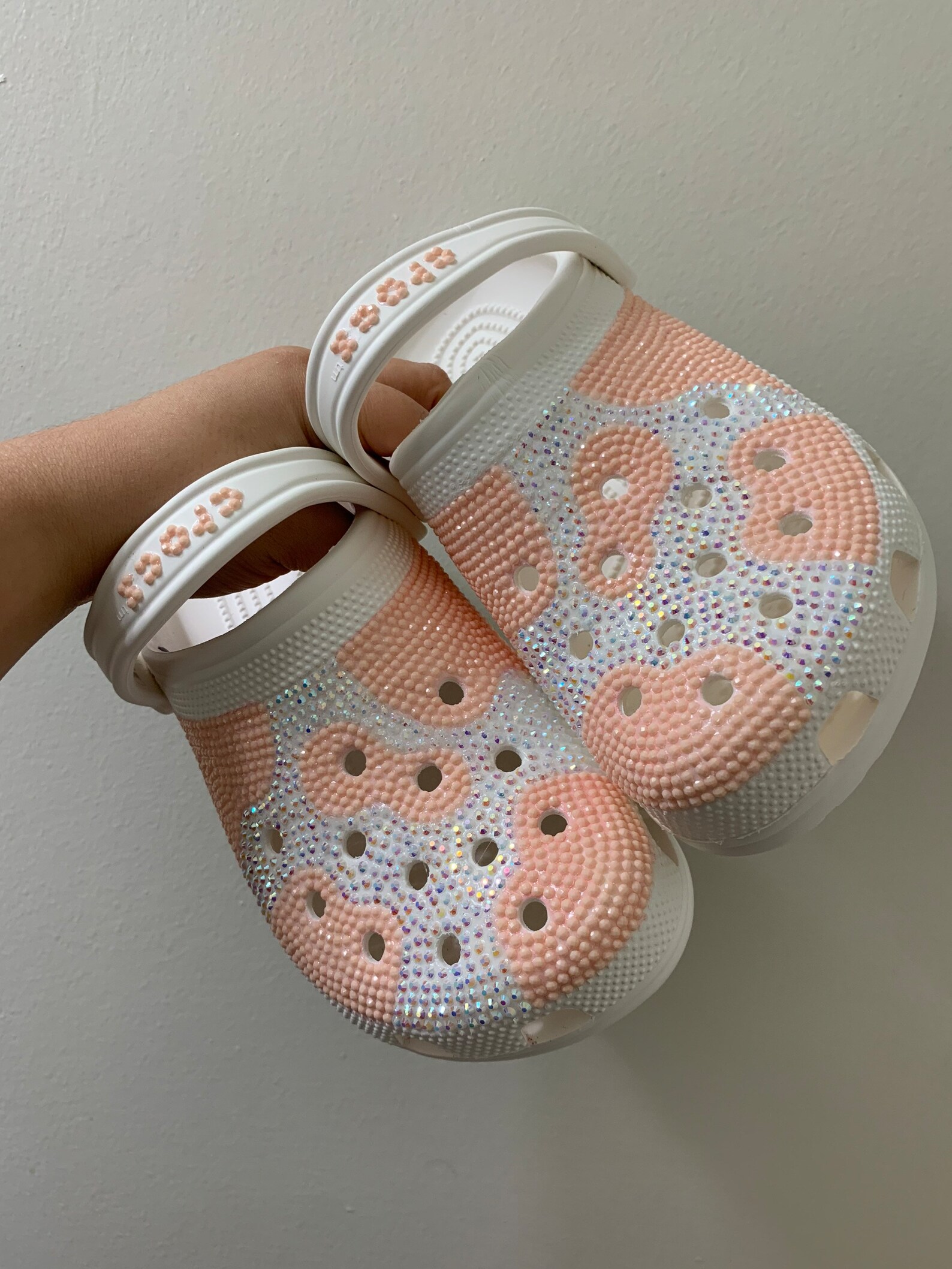 Blush Pink Cow Crocs - Etsy