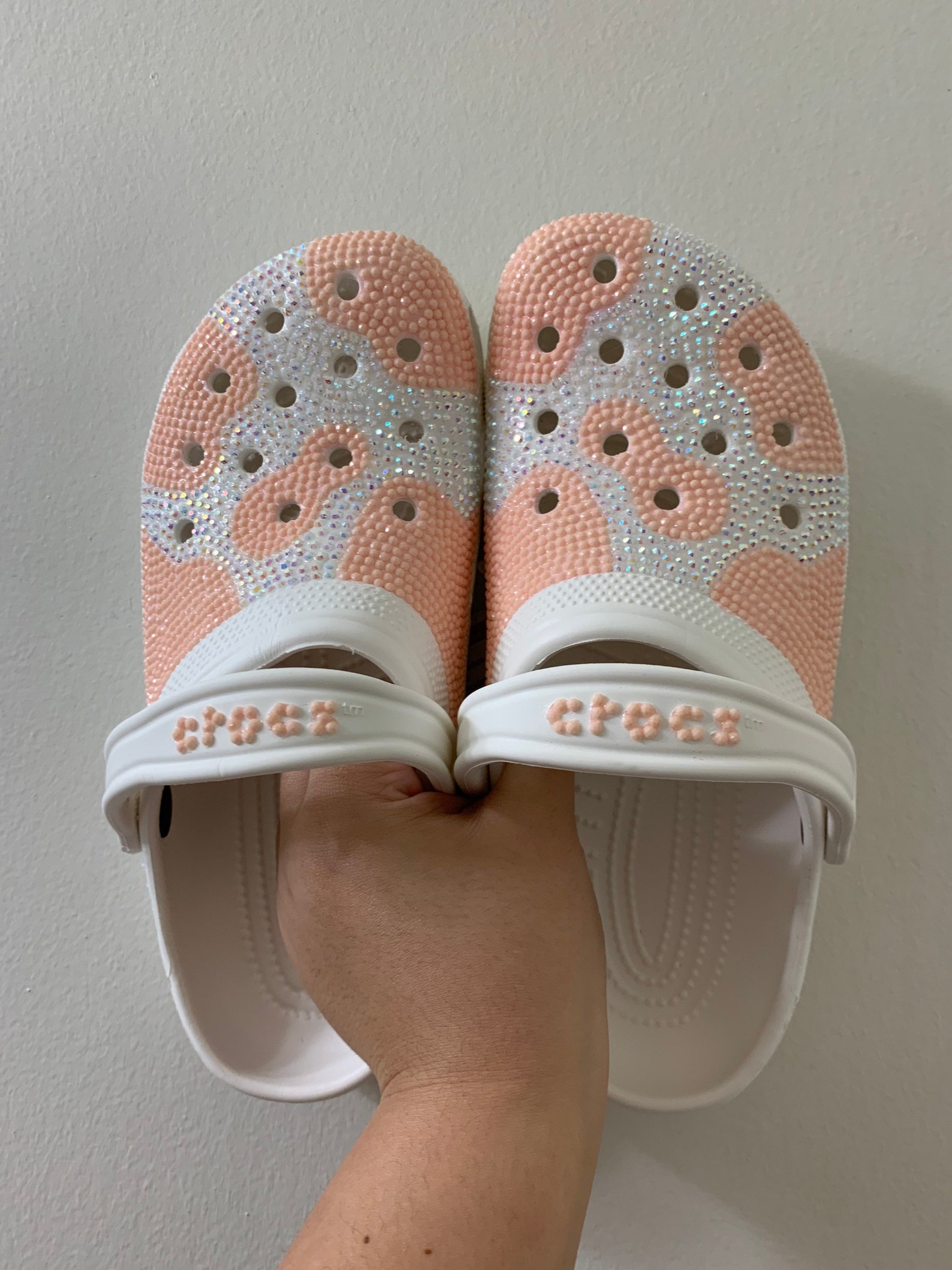 Blush Pink Cow Crocs - Etsy