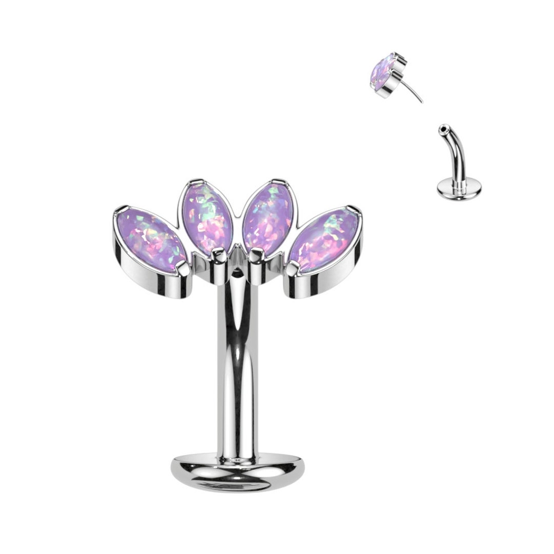 Titanium OPAL Threadless Floating Navel Bar, TWO Colours Available, UK ...