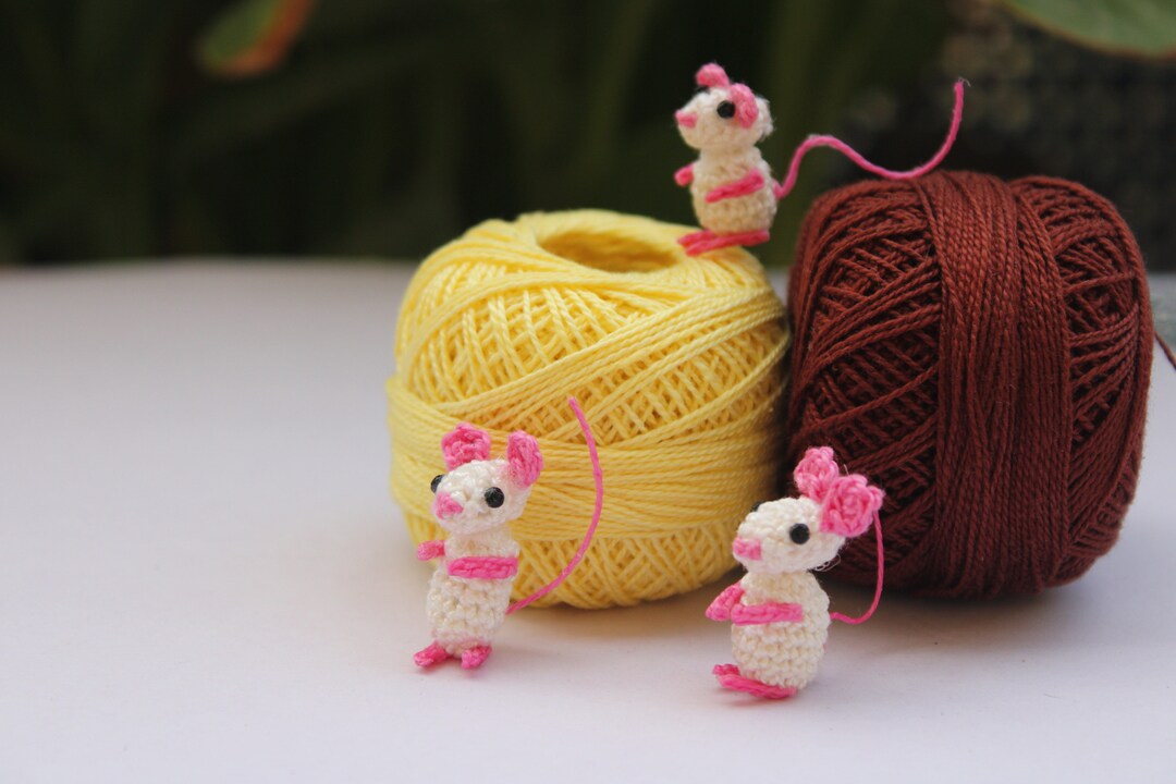 Mini Crochet Mouse,miniature Crochet Mouse,miniature White Mouse, Tiny ...