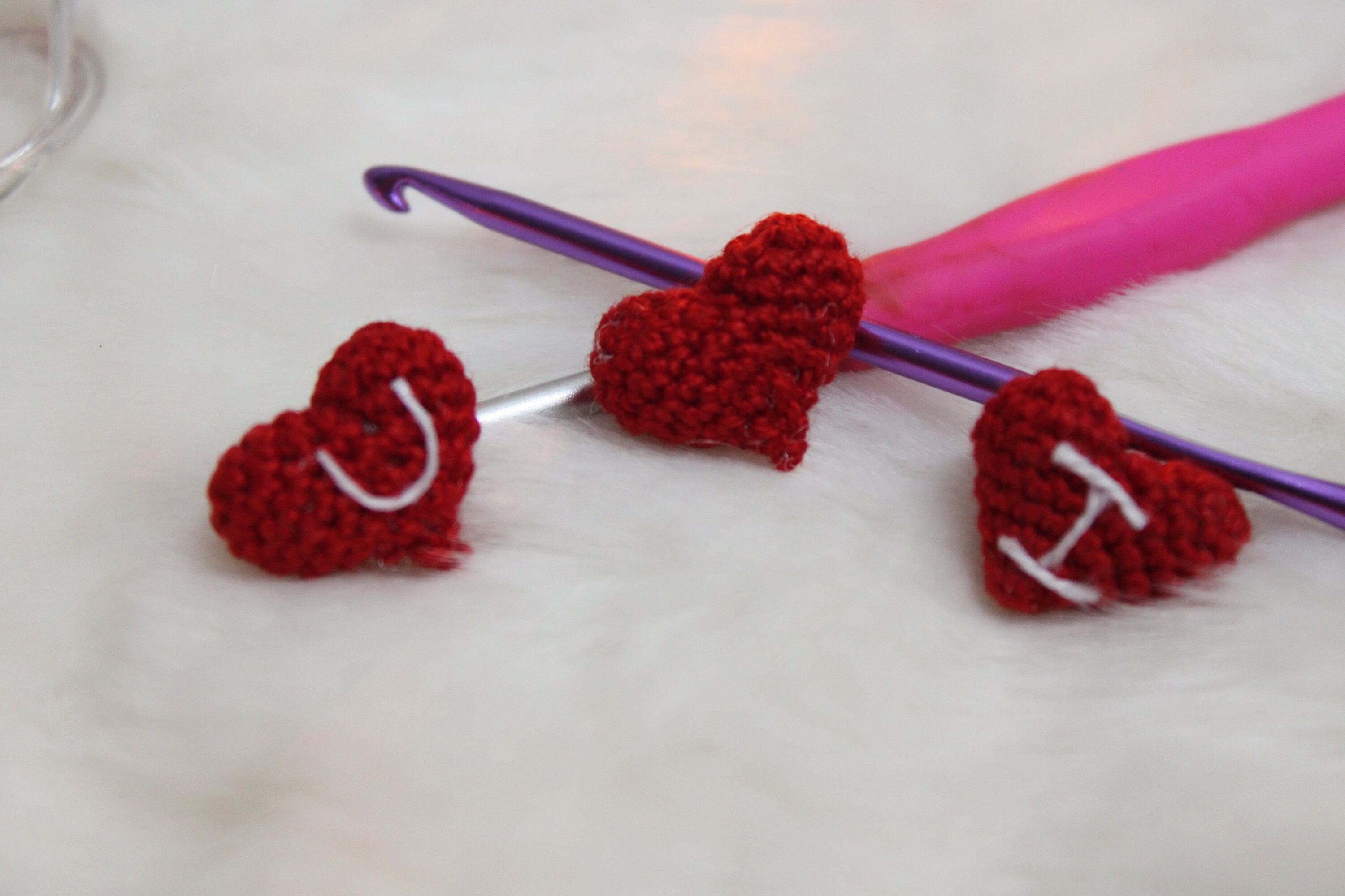 Tiny Crocheted Hearts, Mini Crocheted Classic Hearts, Handmade ...