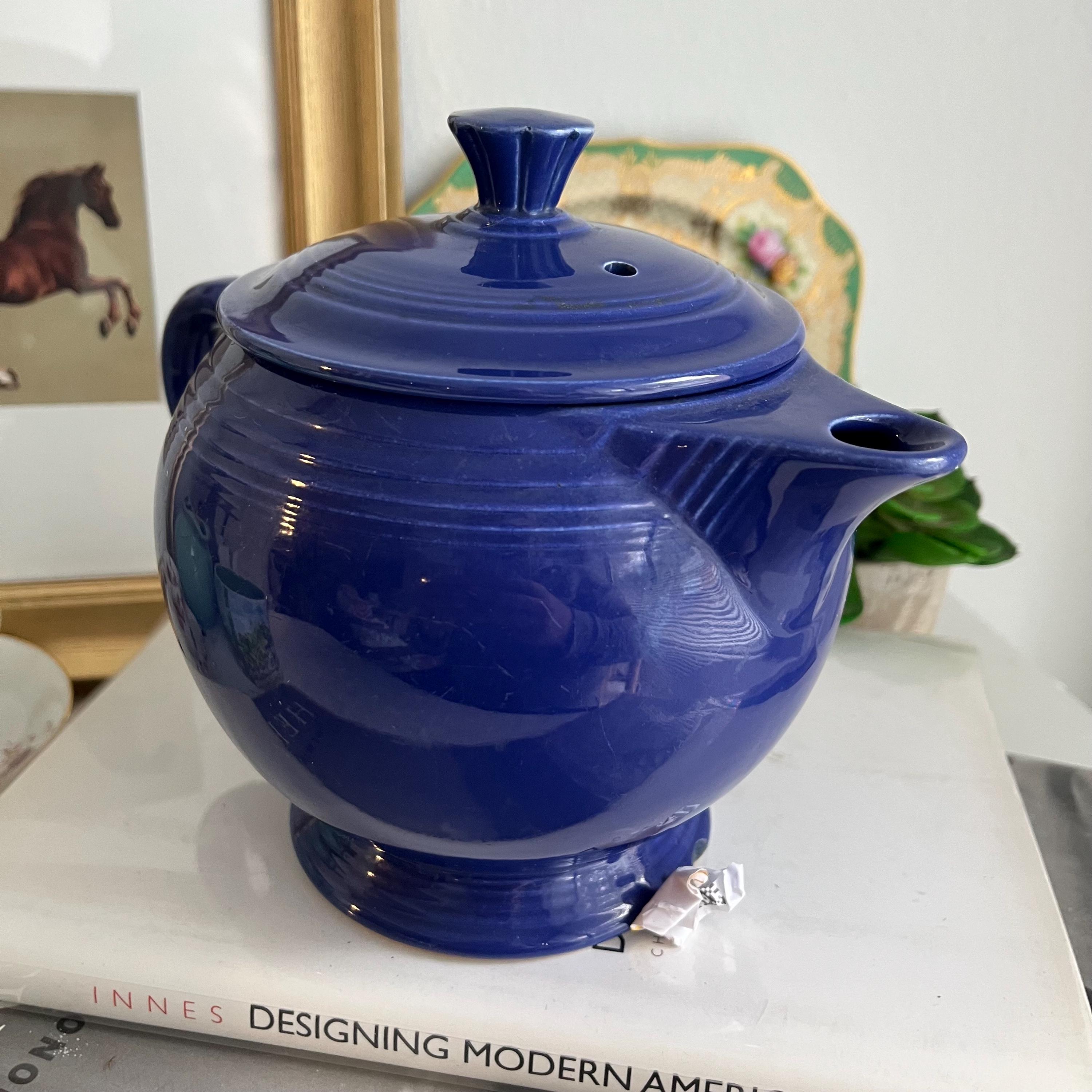 Vintage Fiesta Large Teapot in Cobalt Blue Ring Handle Fiestaware - Etsy