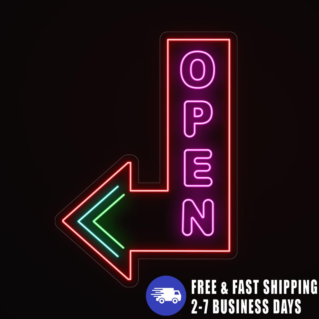 Vertical Neon Outdoor Bar Open Arrow Sign: Waterproof LED Neon for ...